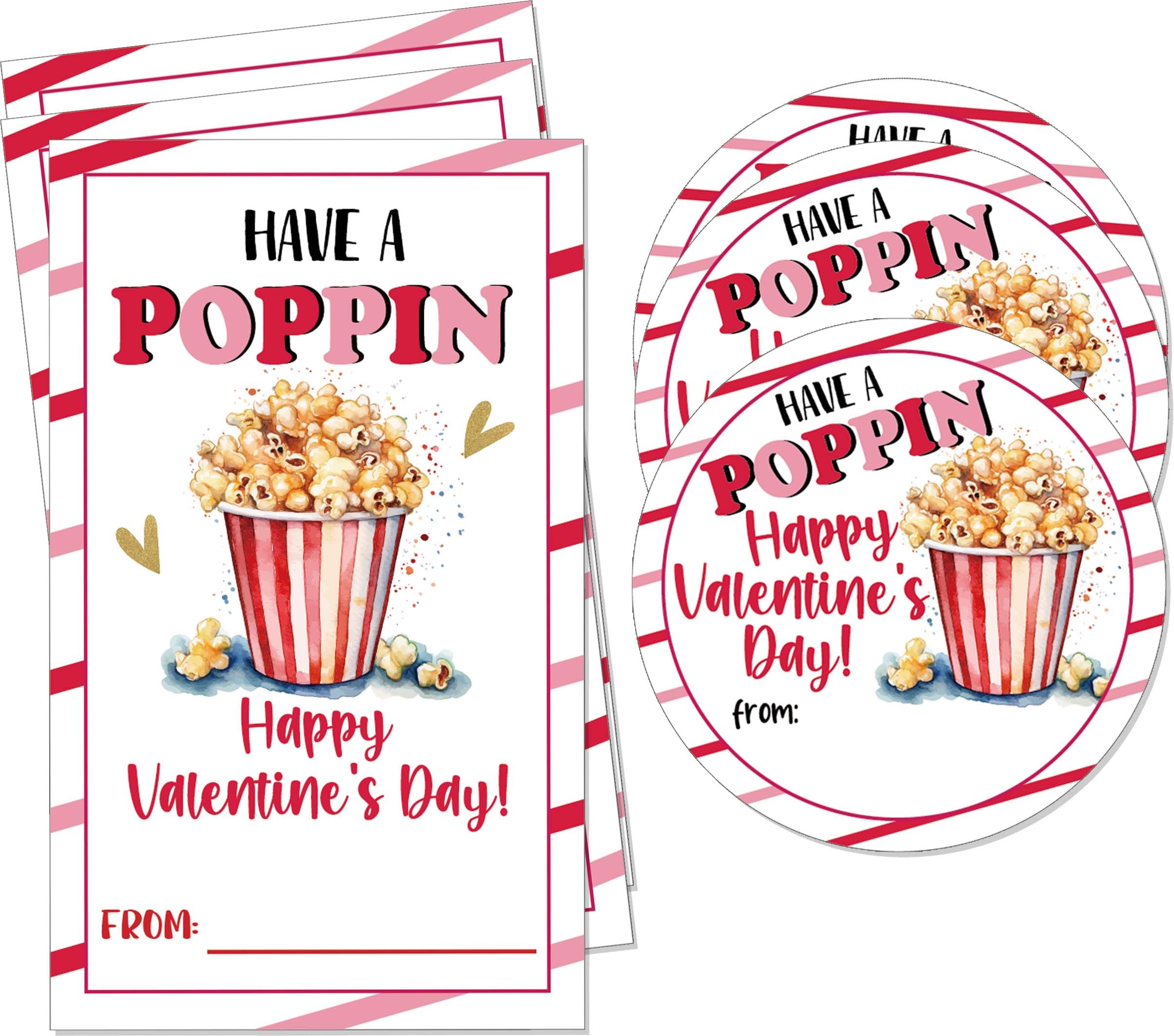 Amazon.com: Have a Popping Valentine's Day Stickers, Popcorn Valentine ...