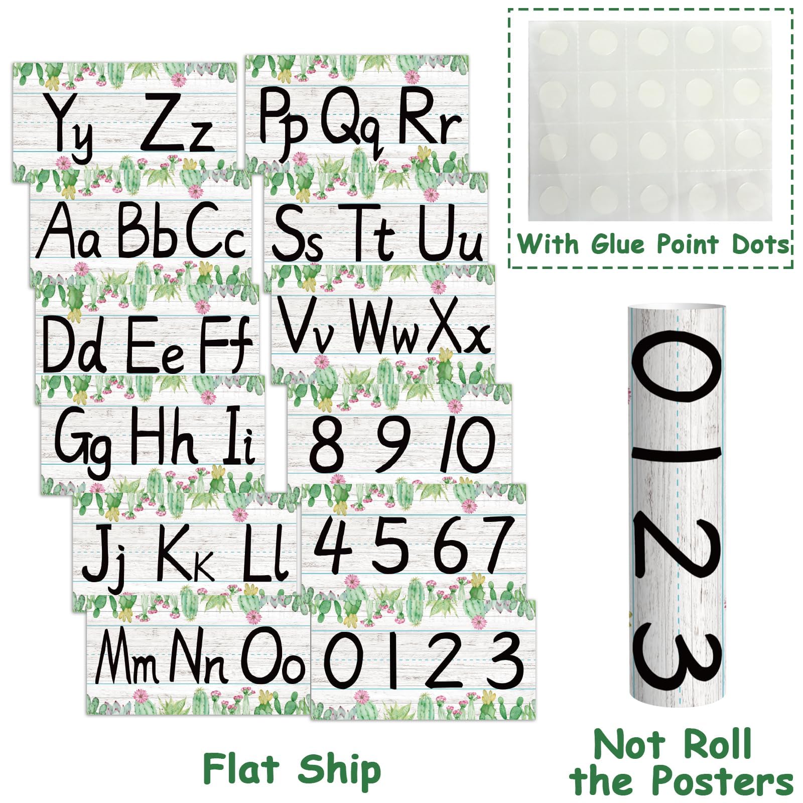 Snapklik.com : Gisgfim 12-Piece Cactus Alphabet Banner & Number Border ...