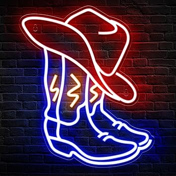 Kavaas Cowboy Boot Neon Sign, Neon Cowboy Hat Sign for Wall Decor ...