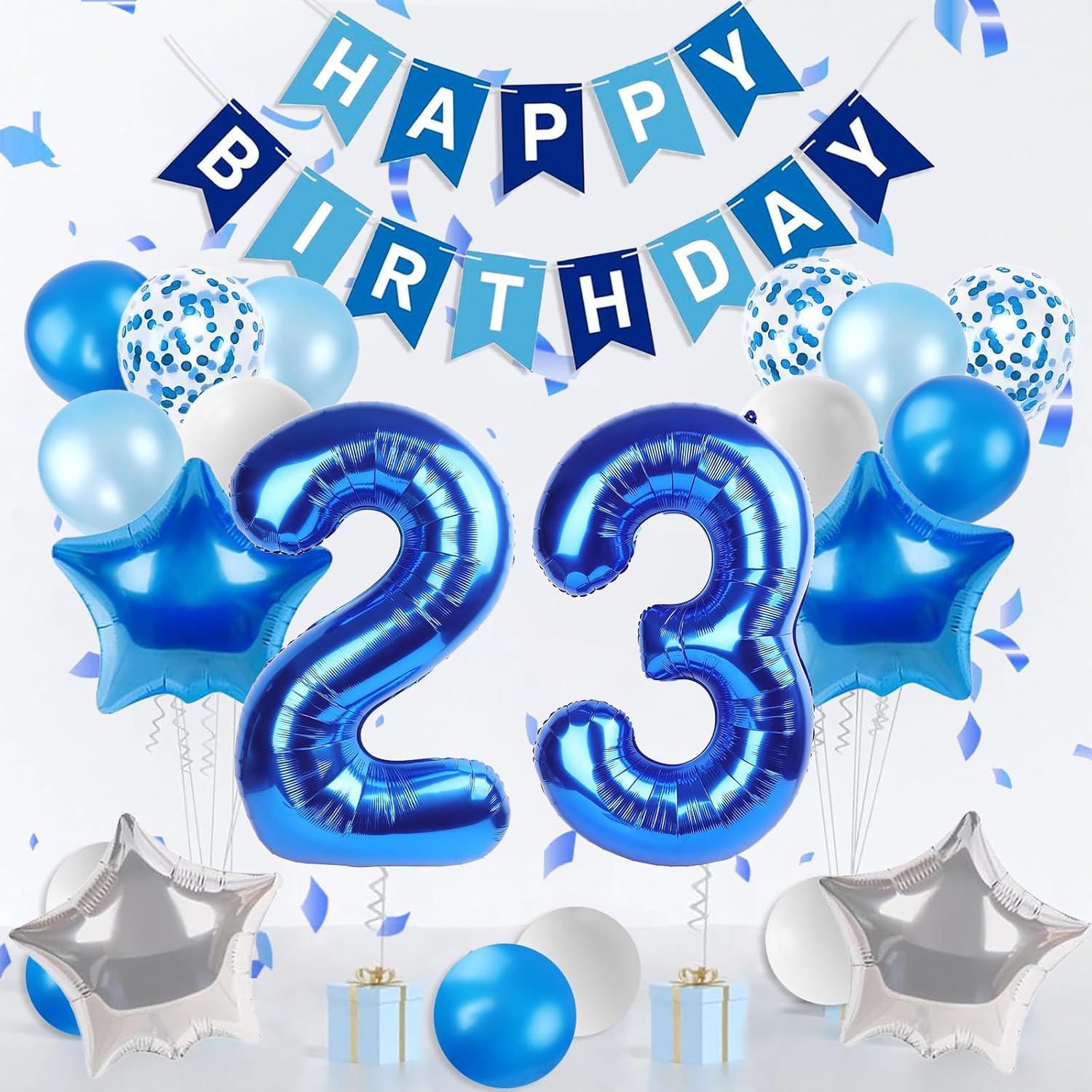 Amazon.com: Happy 23 Birthday Decorations For Women Men, Blue 23 ...