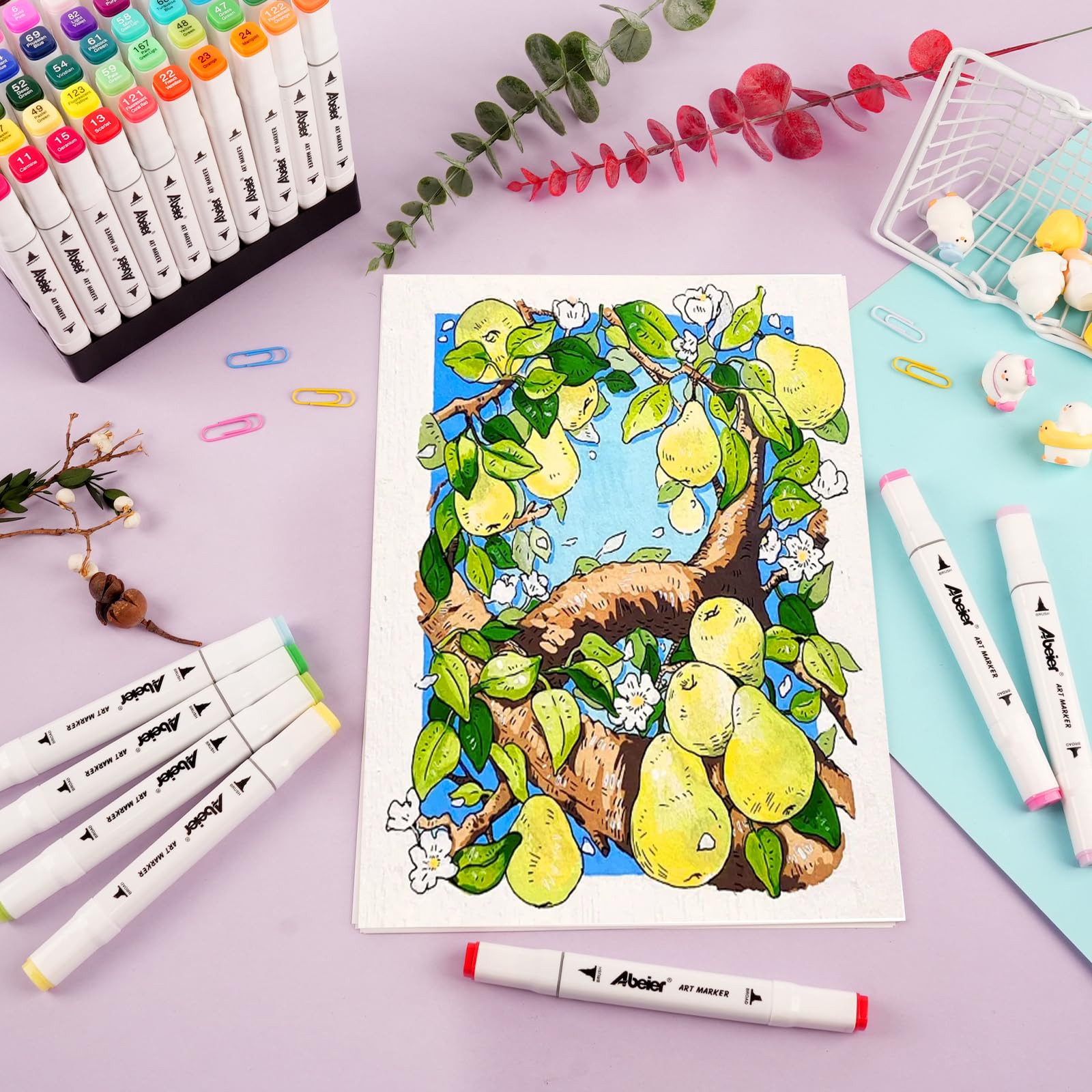 Snapklik.com : 100 Colors Alcohol Markers Set, Dual Tips Blender Art ...