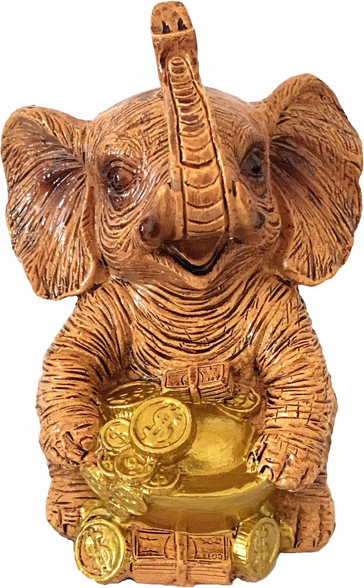 Amazon.com: Betterdecor Feng Shui Trunk Up Lucky Elephant Statue ...