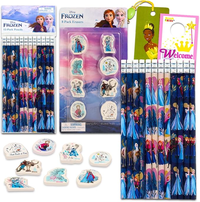 Amazon.com: Disney Frozen Pencil and Eraser Set for Kids - Bundle with ...