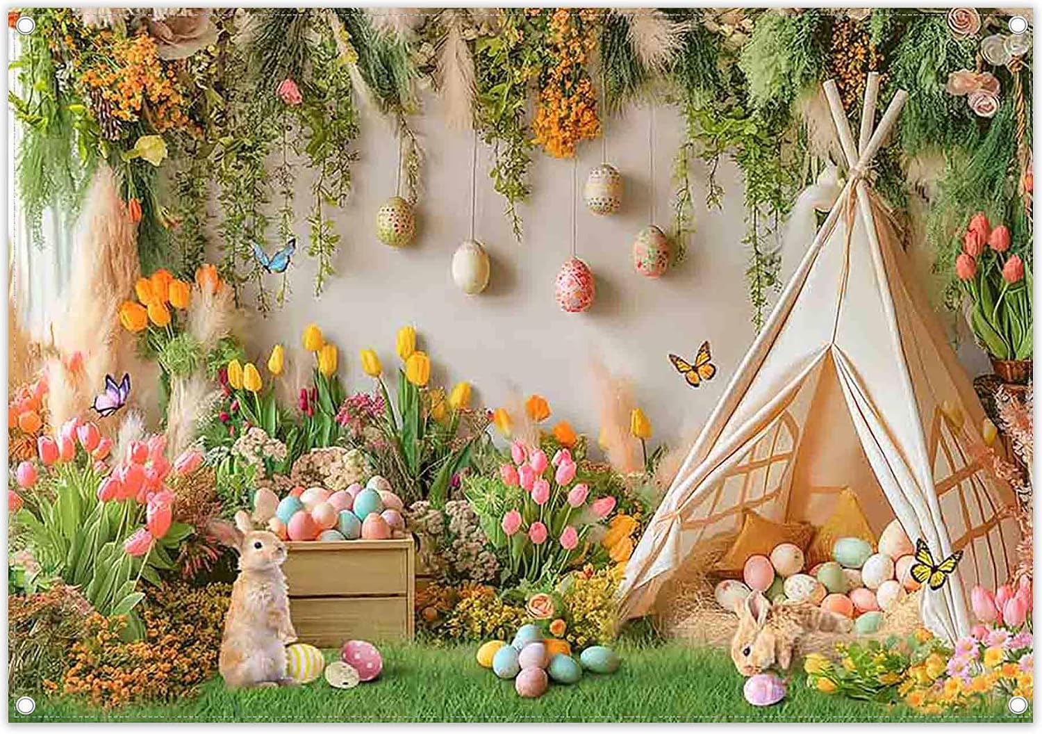 Amazon.com : ZTHMOE Fabric 7x5ft Spring Easter Tent Photography ...