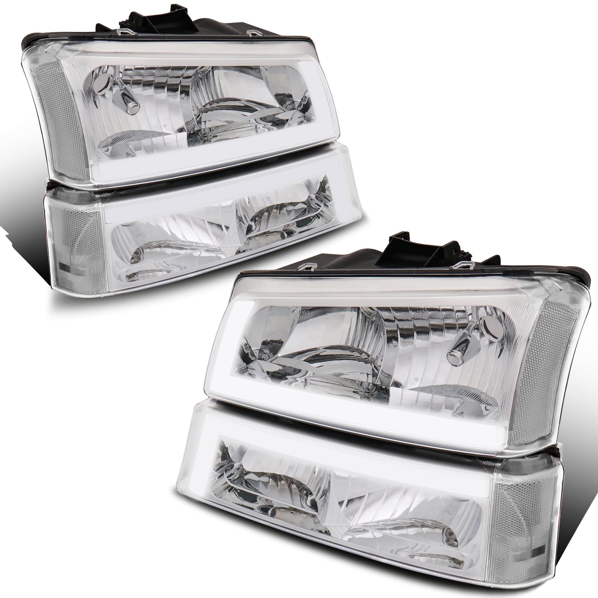 MOSTPLUS Led Tube Headlight Assembly Compatible with 2003-2006 Chevy ...