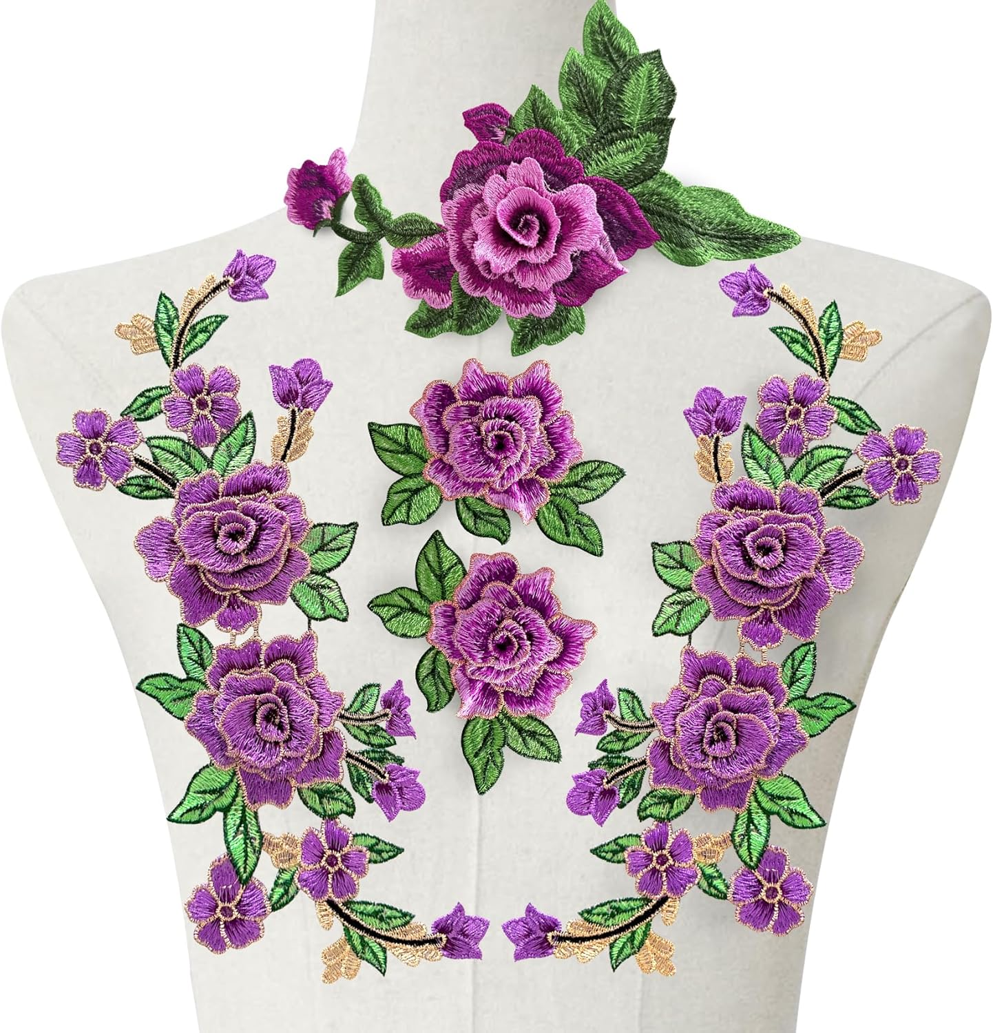 Amazon.com: ZZXLLRO 5Pcs Rose Flower Iron On Patches, Purple Floral ...