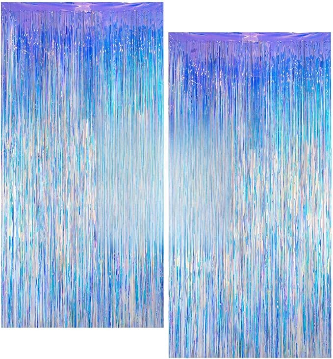 Amazon.com: Sharonlily Iridescent Fringe Curtains Backdrop, 2 Pack 3.3 ...