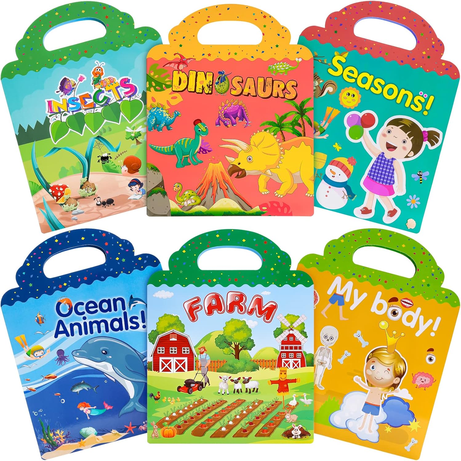 Amazon.com: Reusable Sticker Book for Kids 2-4: 6 Set Preschool ...