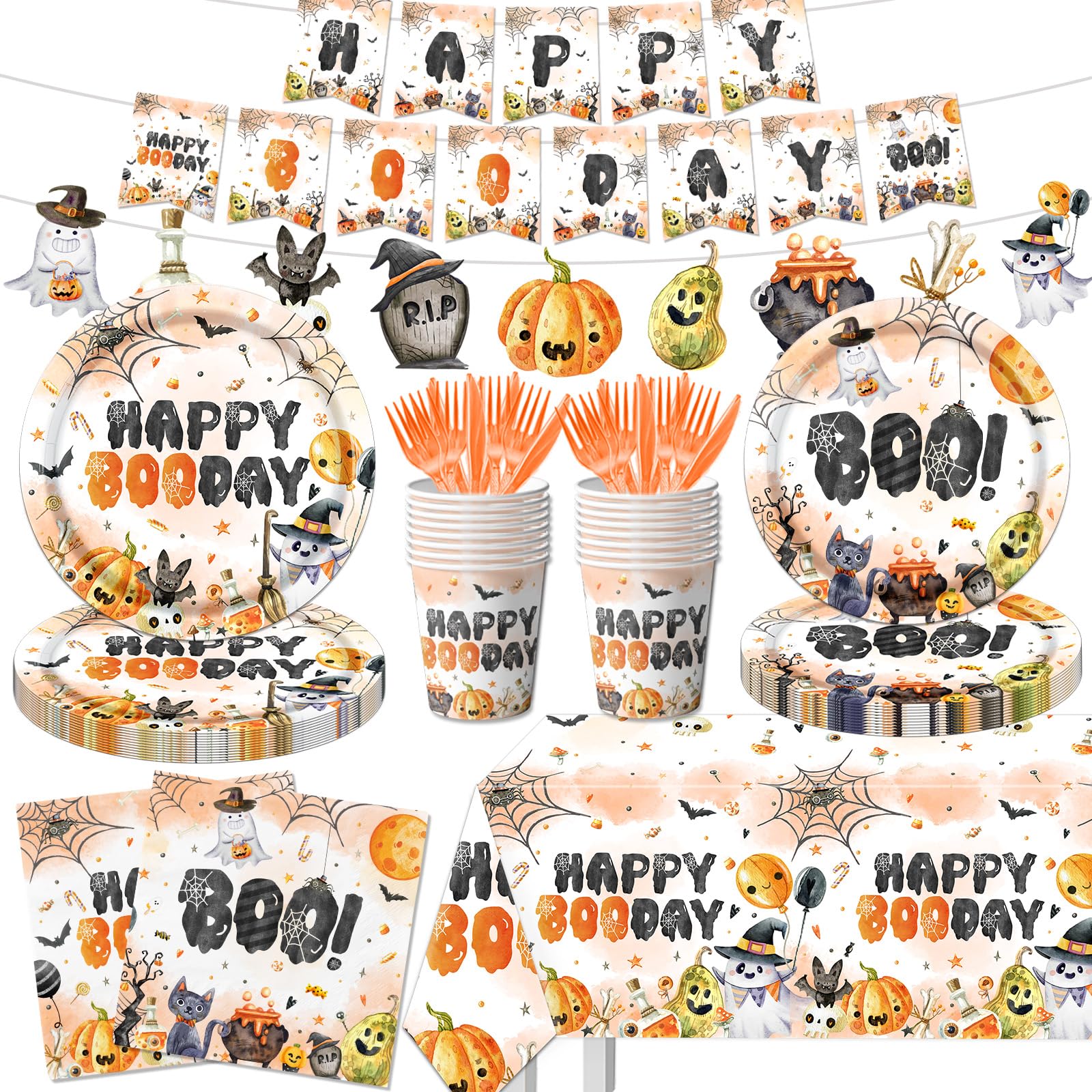 Amazon.com: Halloween Happy Boo Day Party Decorations, 142Pcs Halloween ...