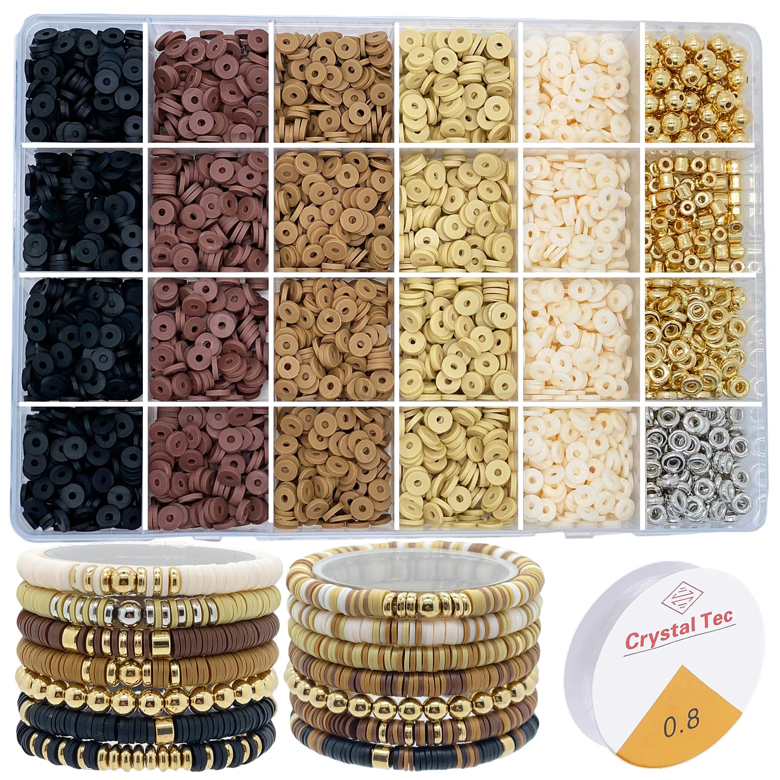 Amazon.com: 4320Pcs Clay Beads for Bracelet 6mm Brown Heishi Beads Fall ...