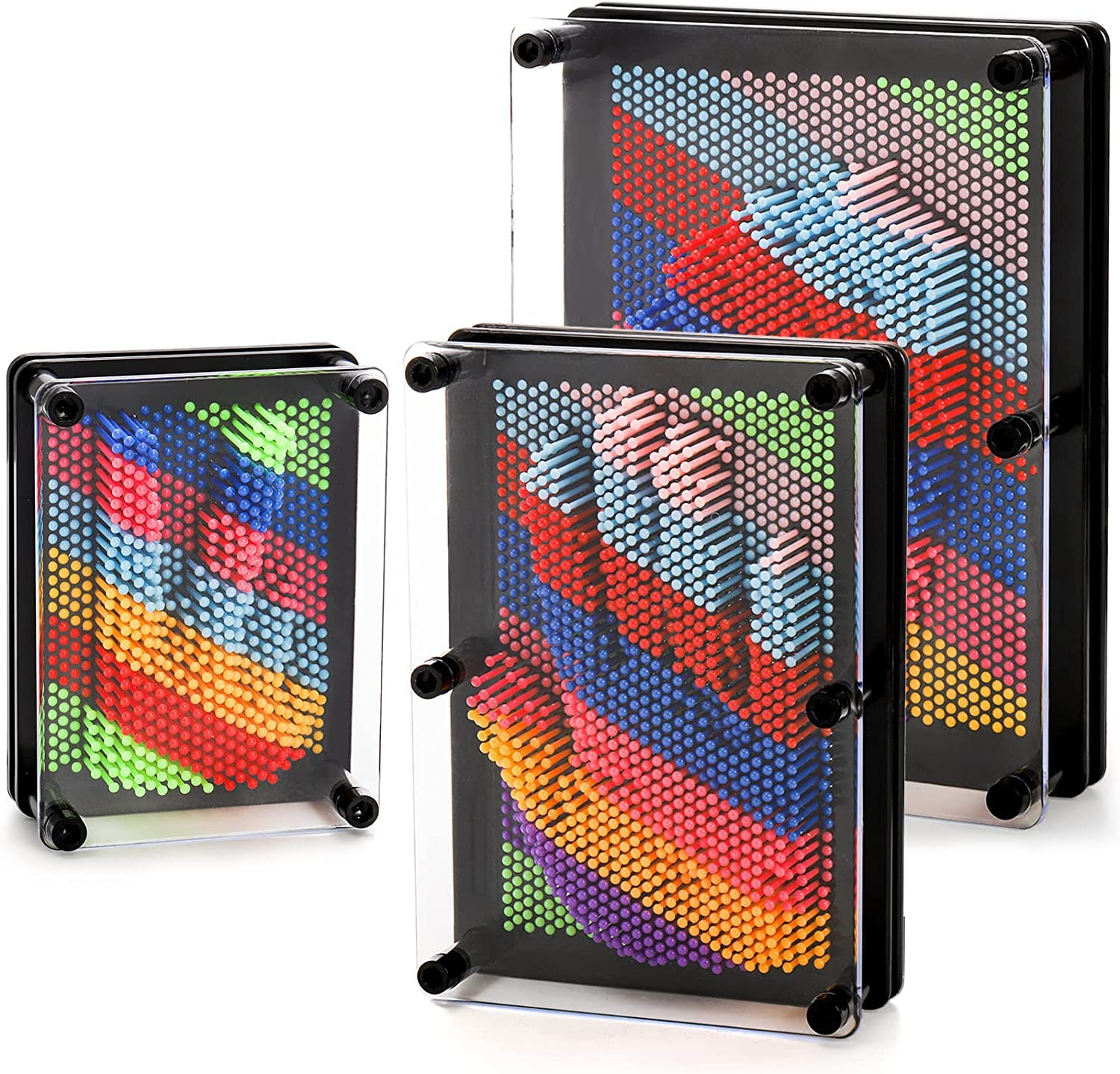 Amazon.com: Hacaroa 3 Pack 3D Pin Art Toy, Rainbow Plastic Pin Art ...