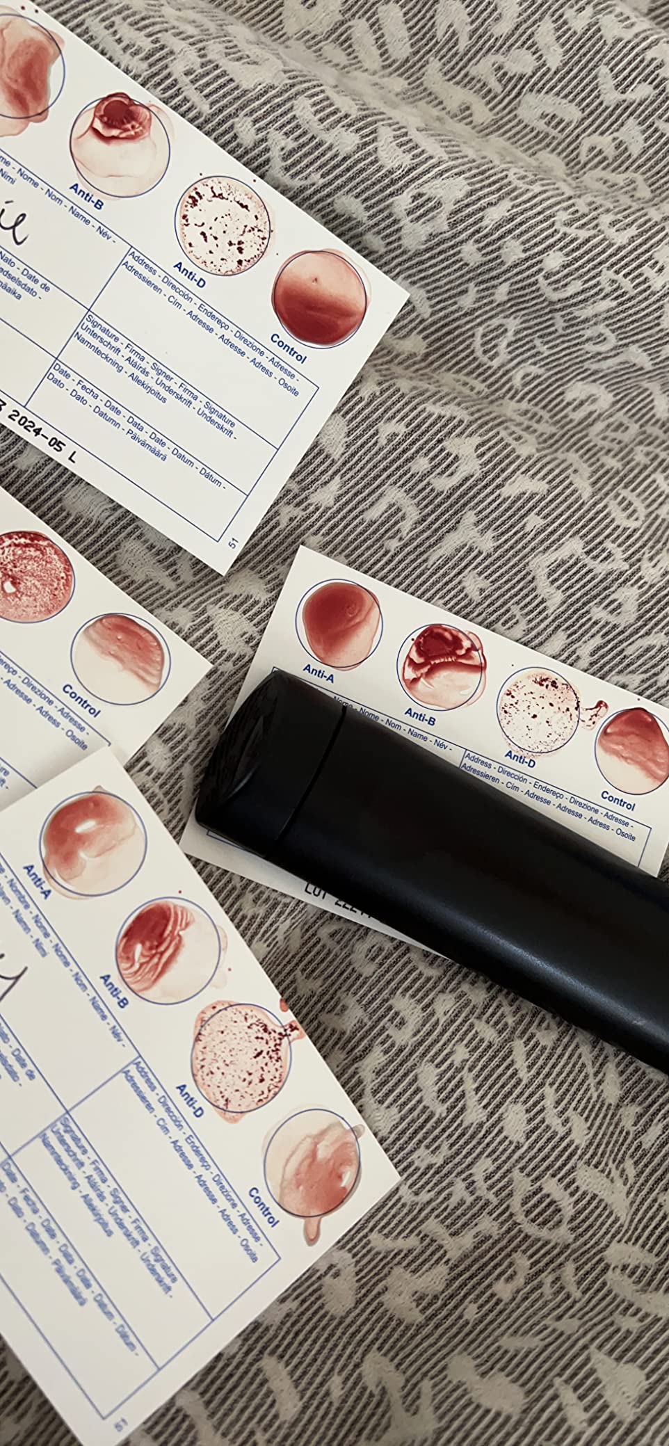 Amazon.com: 2 x Eldoncard Blood Type Test, A,B,O,AB & Rh Blood Group ...