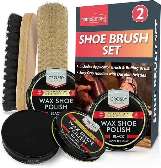 2pk Shoe Brush Set & 3 Black Shoe Polish | Black Shoe Polish Kit | 2 ...