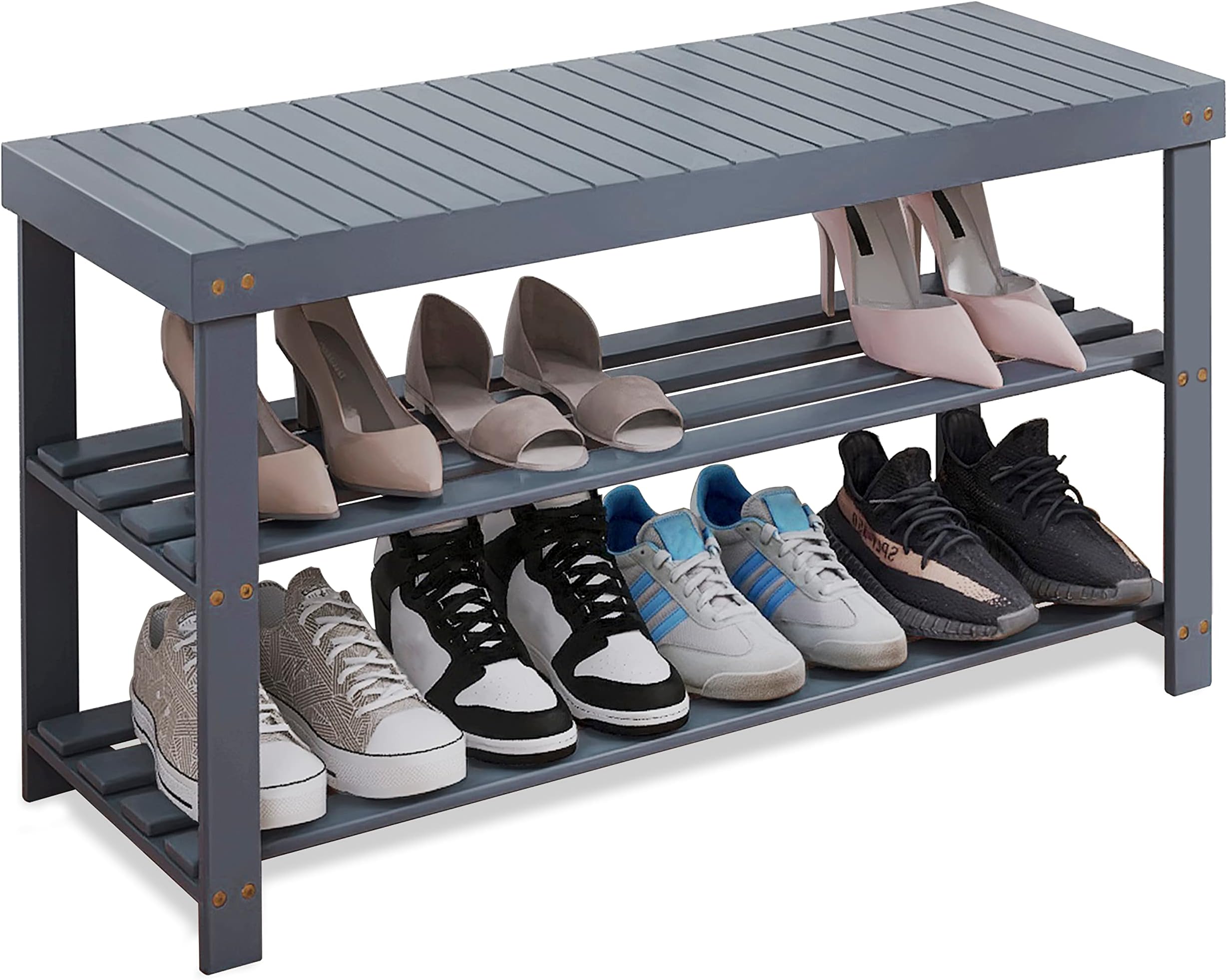 woodluv 3 Tier Shoe Rack Organiser, Shoe Rack Bench, Shoe Racks Storage ...