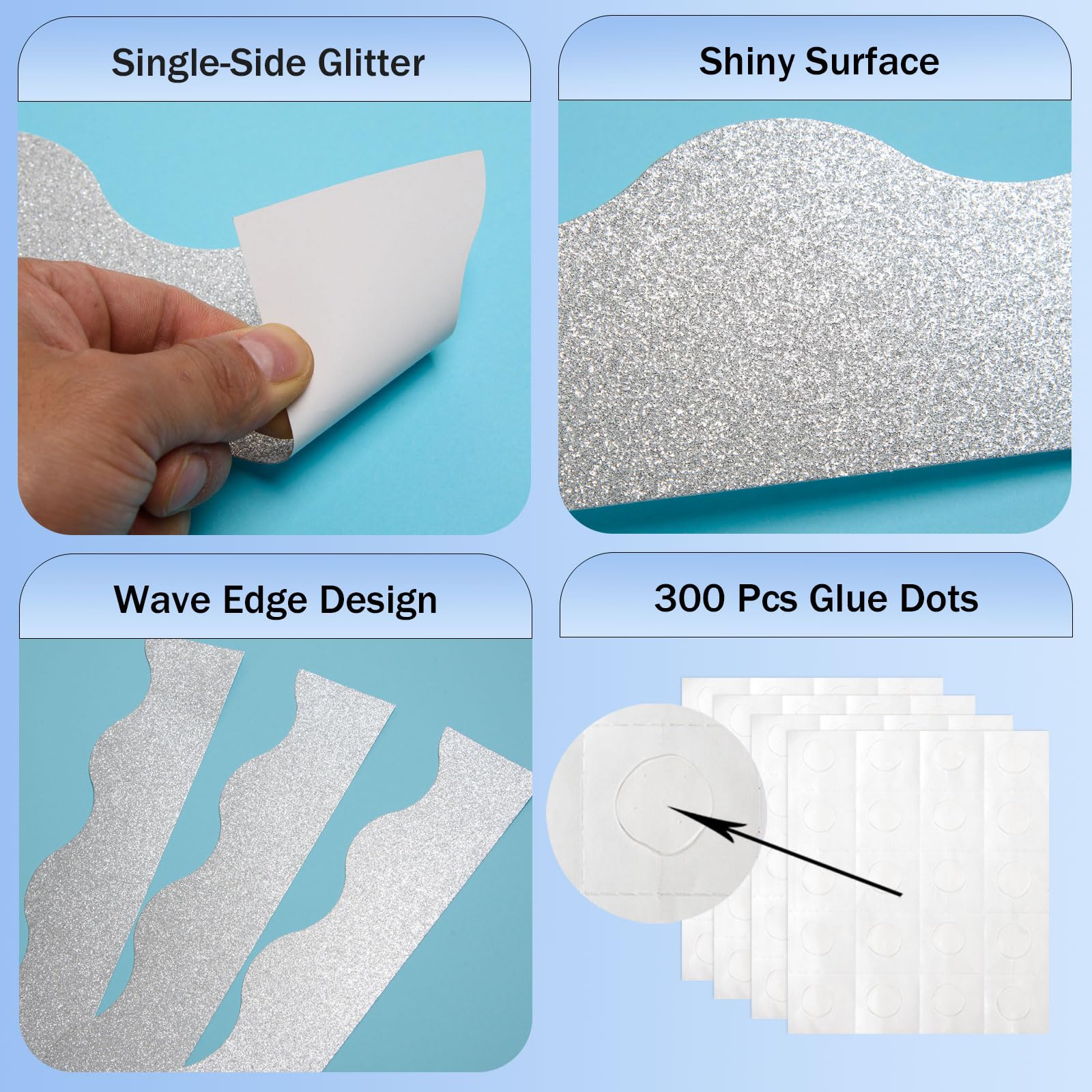 Snapklik.com : 160.6 Feet Christmas Bulletin Board Borders Silver ...