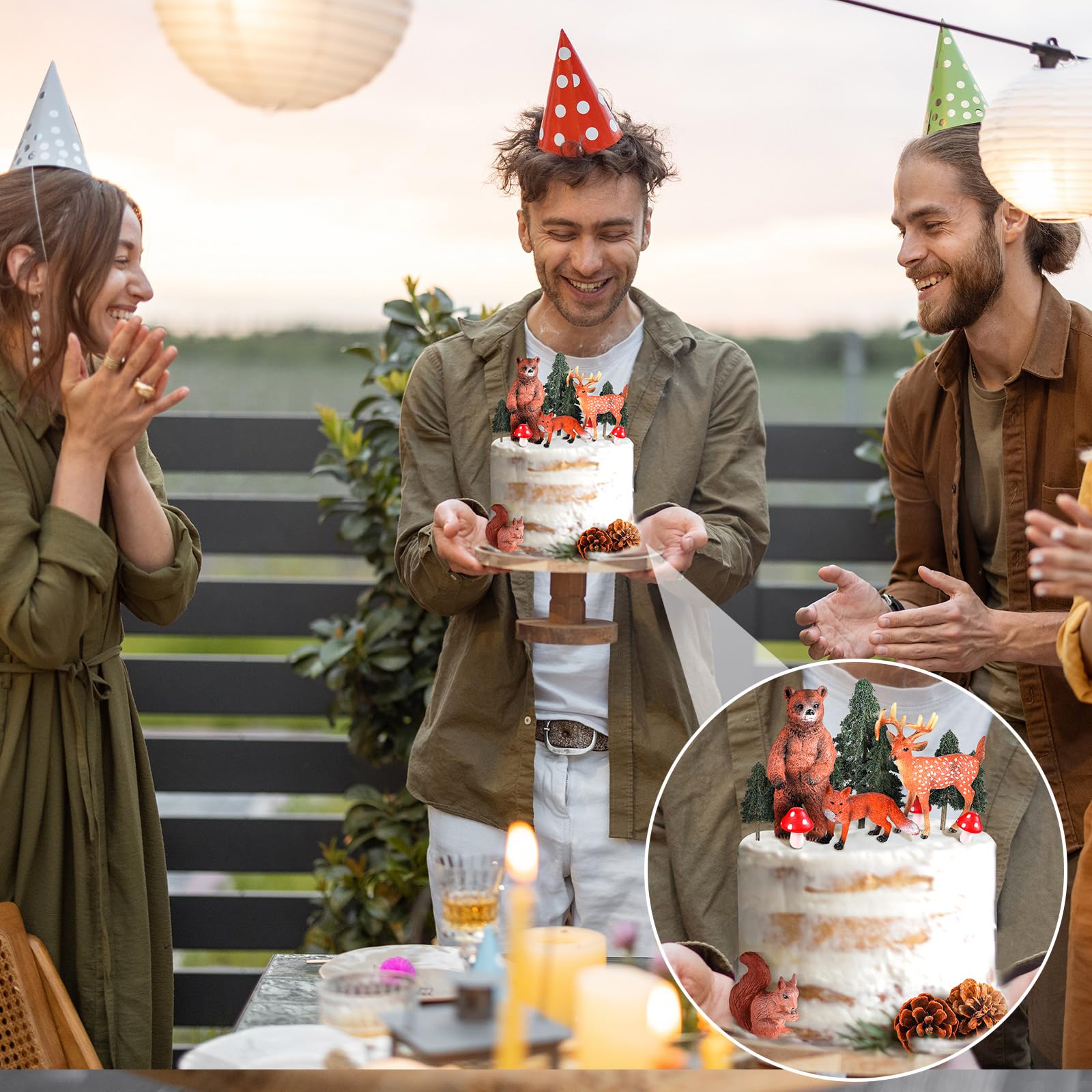 Snapklik.com : 17 Pcs Woodland Animal Cake Toppers Jungle Safari ...