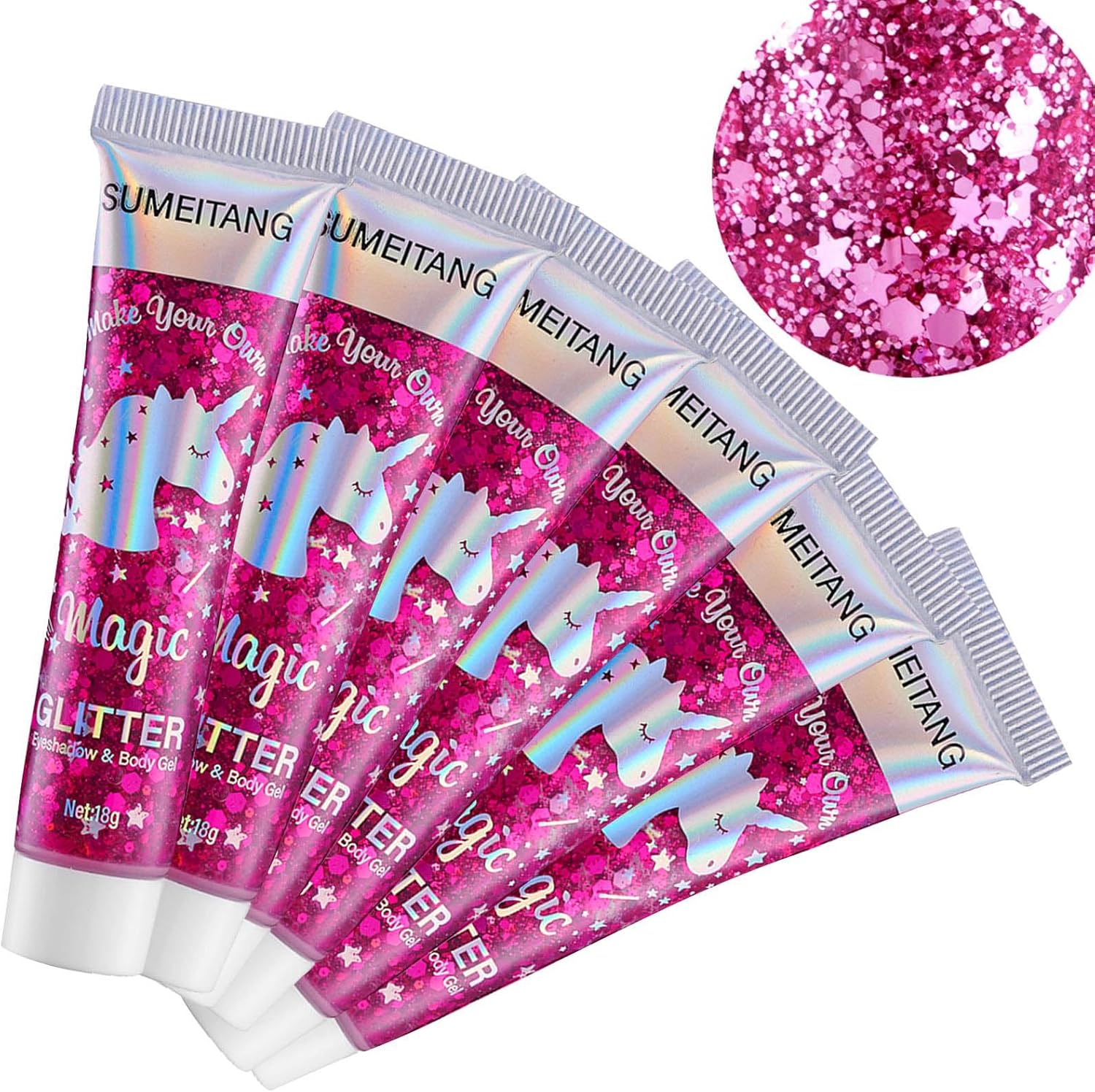 Amazon.com : SUMEITANG 6PCS Red Face Body Glitter Gel，Holographic ...