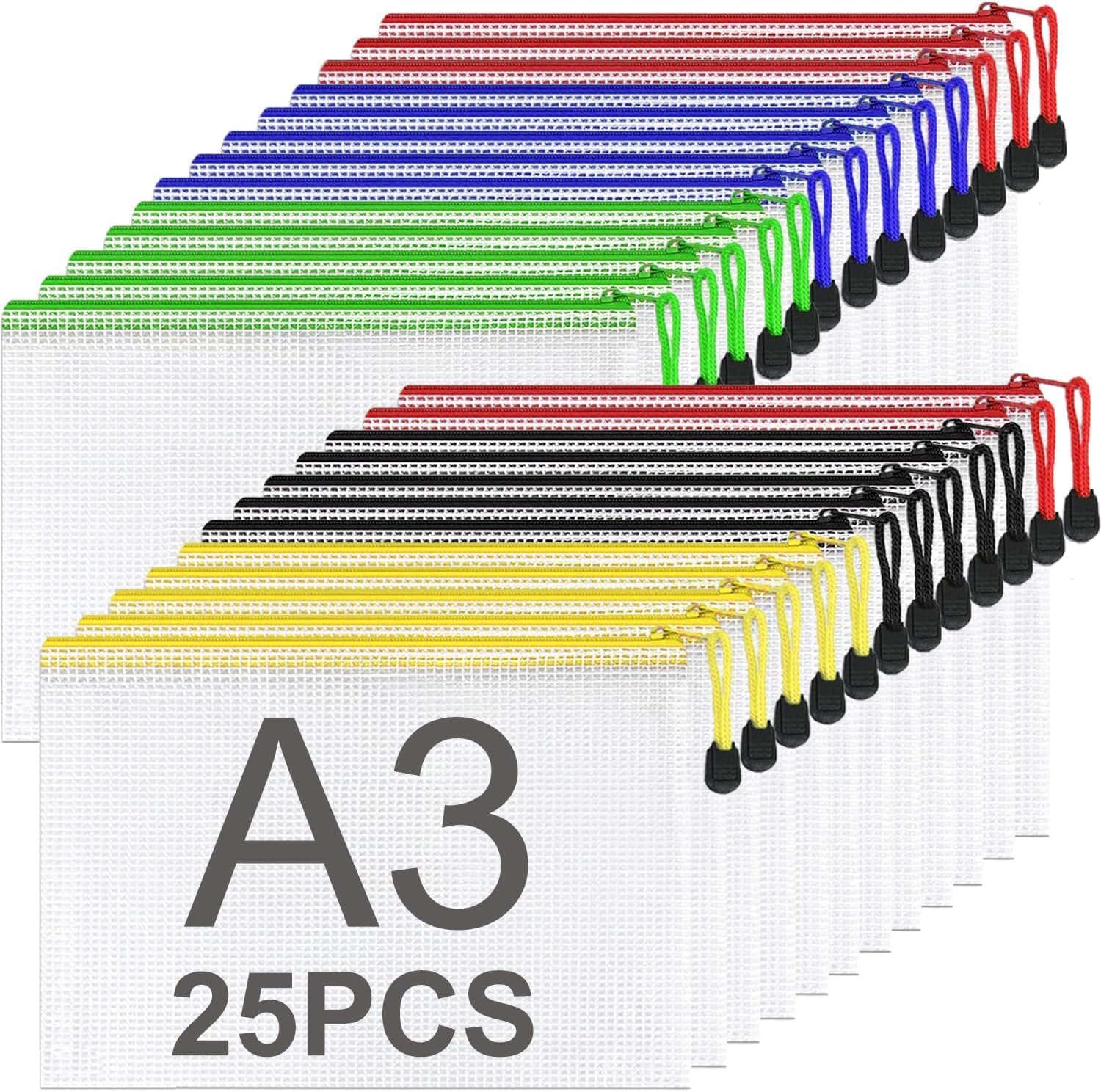 CYEER 25 PCS A3 Zip Wallets, A3 Plastic Wallet Waterproof Plastic ...