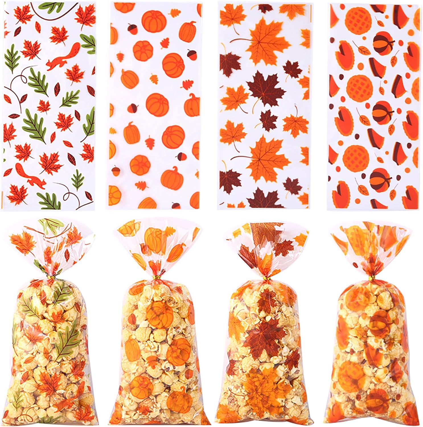 Amazon.com: Totelux Fall Cellophane Goodie Bags Clear Plastic Gift Bags ...