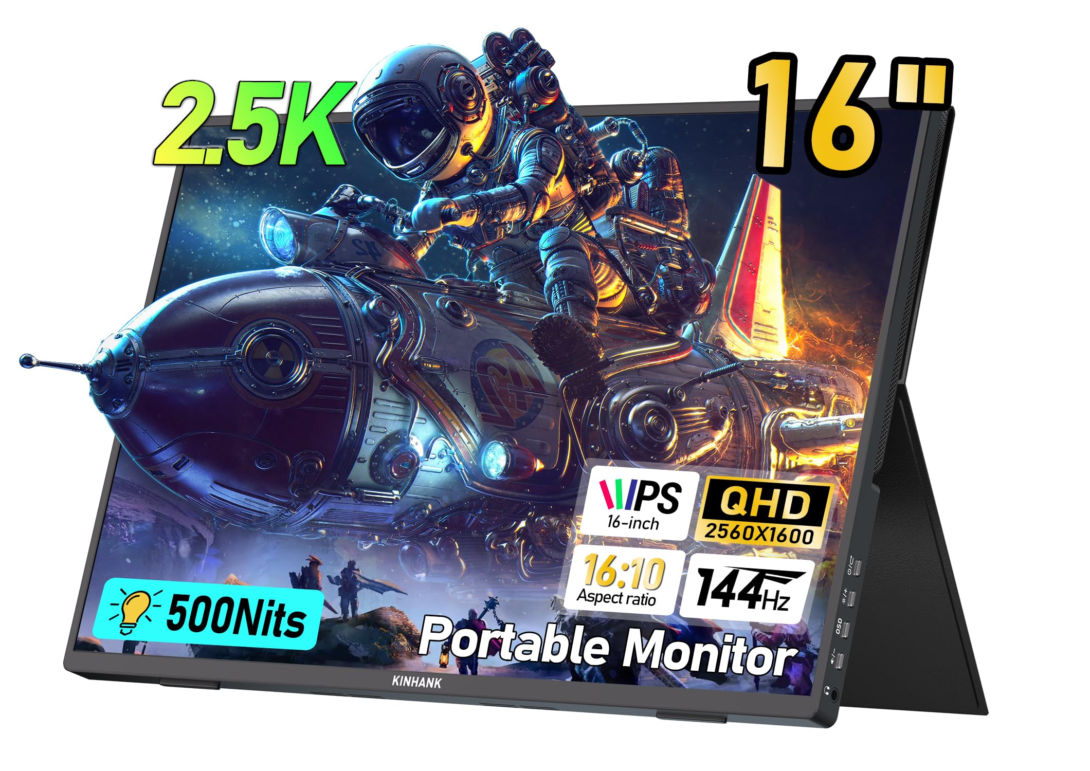 Amazon.com: 2.5K 144Hz Portable Gaming Monitor 16", 2560x1600, Plug ...