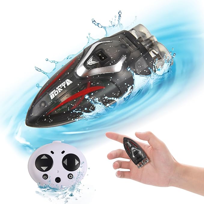Amazon.com: PowerTRC Mini Remote Control Boat RC Boat 360 Rotating 2.4 ...