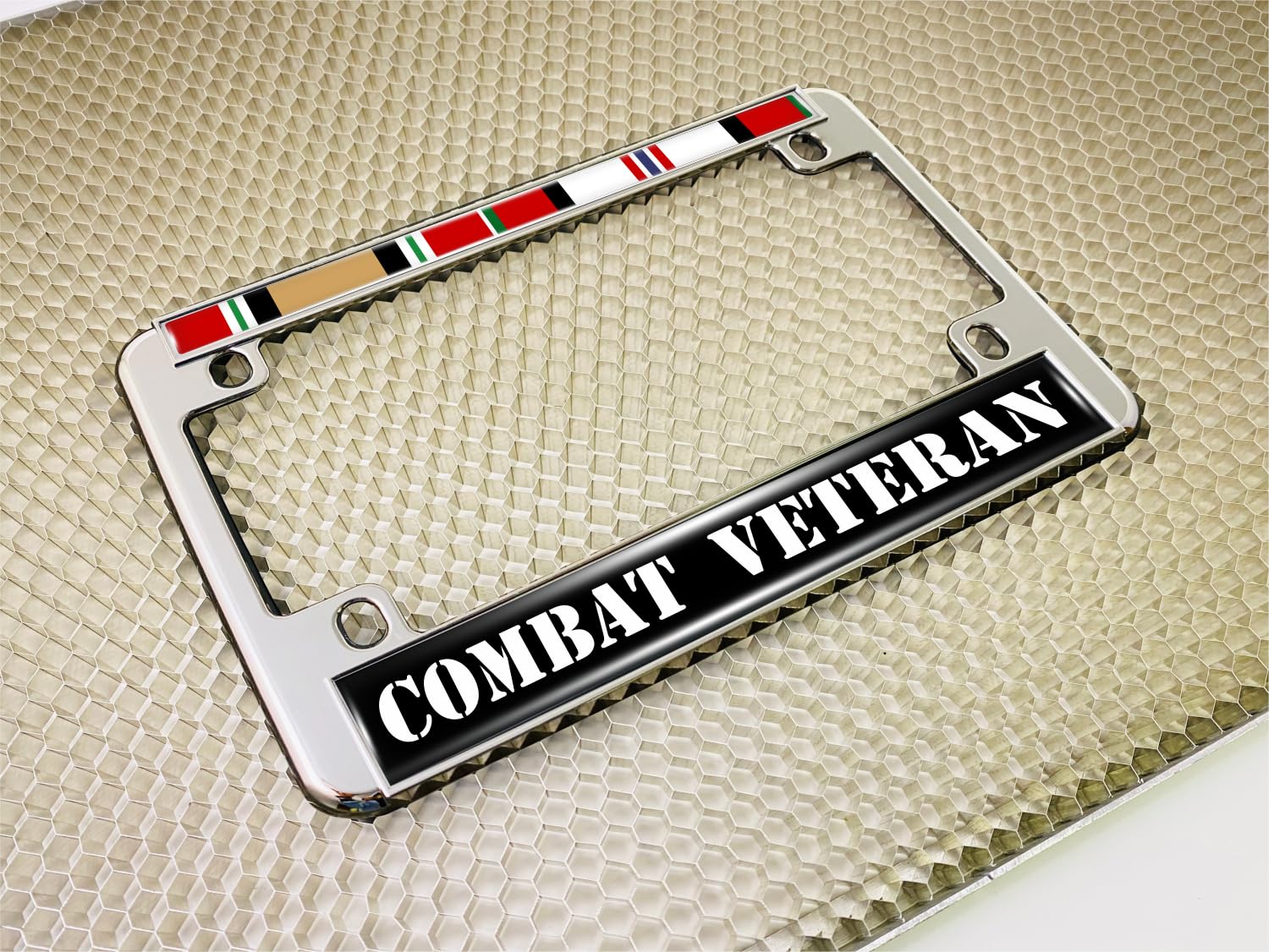 Motorcycle Metal License Plate Frame with Iraq Afghanistan Combat ...
