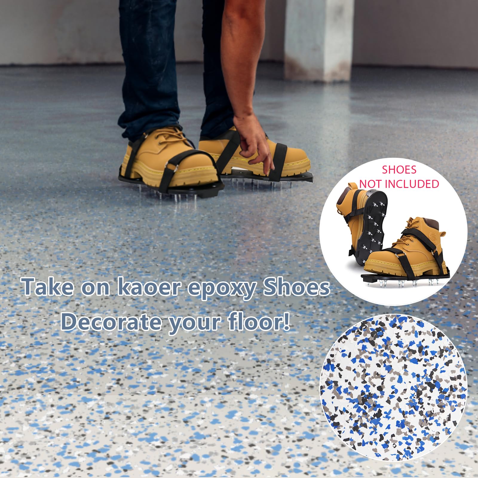 Garage Floor Epoxy Kit 1LB Epoxy Floor Flakes Blend (Black/White/Gray ...