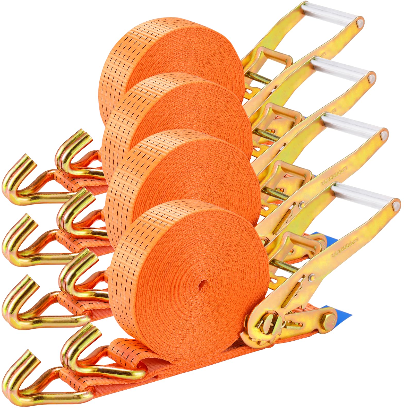 TLGREEN 4 Pack 2 in x 27 FT Double J Hook Ratchet Straps (11,000 lbs ...