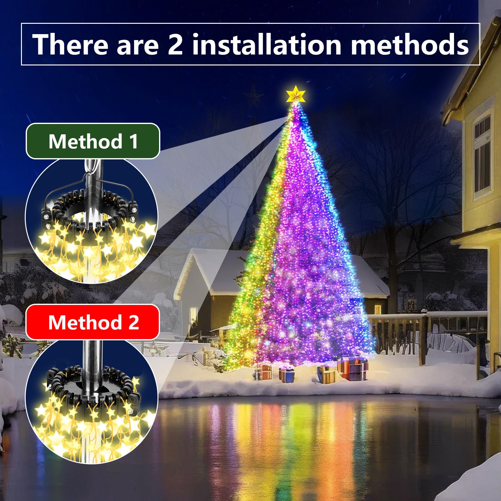 Flag Pole Lights Christmas DIY | Flagpole CHRISTMAS TREE LIGHTS
