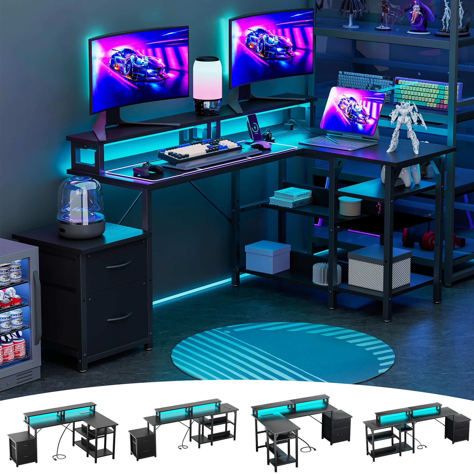 Amazon.com: L Shaped Gaming Desk,Oopswow Computer Desk,68 Inch Office ...