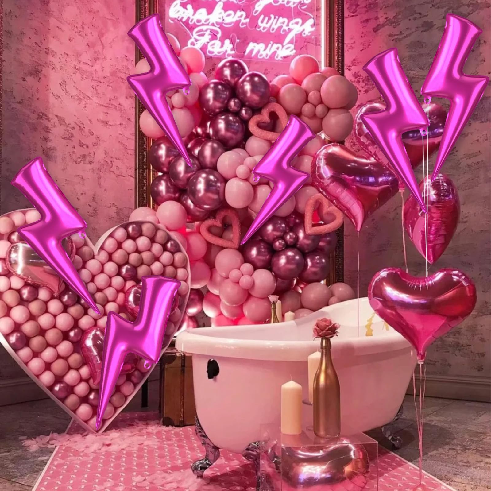 Lightning Bolt Shaped Foil Balloons Party Decor 5 Pack Hot Pink ...