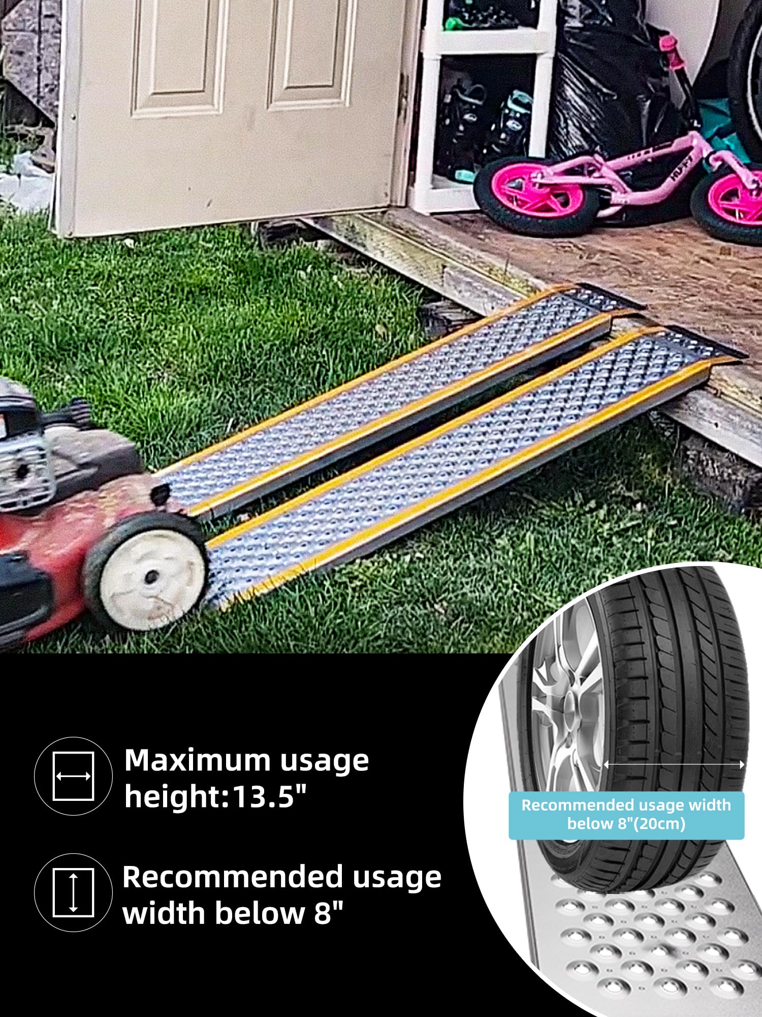 Snapklik.com : WHALEMOTOR Aluminum Shed Ramp 2PC, 4 Long 8" Wide ...