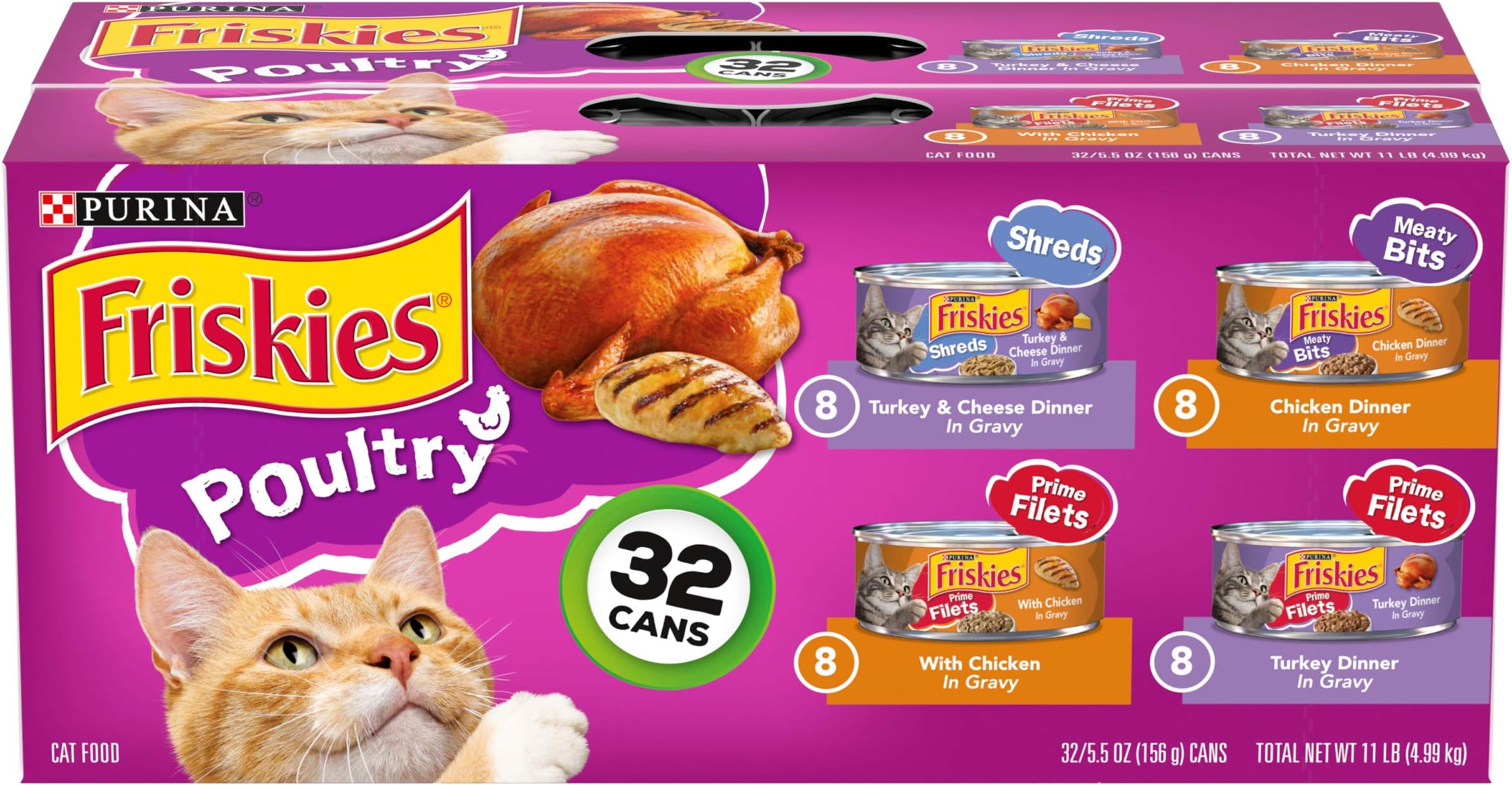 Amazon.com : Purina Friskies Gravy Wet Cat Food Variety Pack, Poultry ...