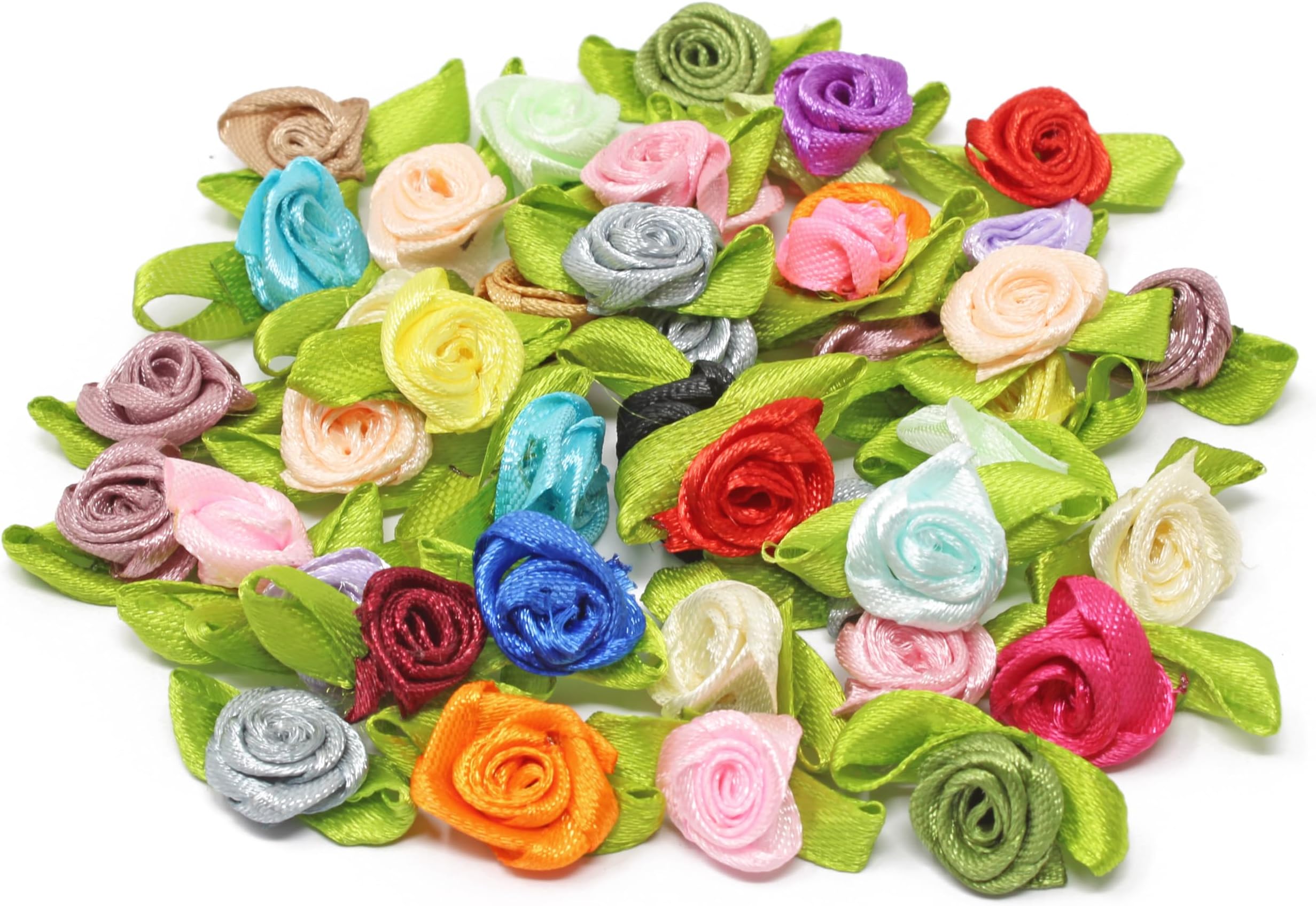 GORGECRAFT 200Pcs 10 colors Mini Ribbon Roses for Crafts Artificial ...