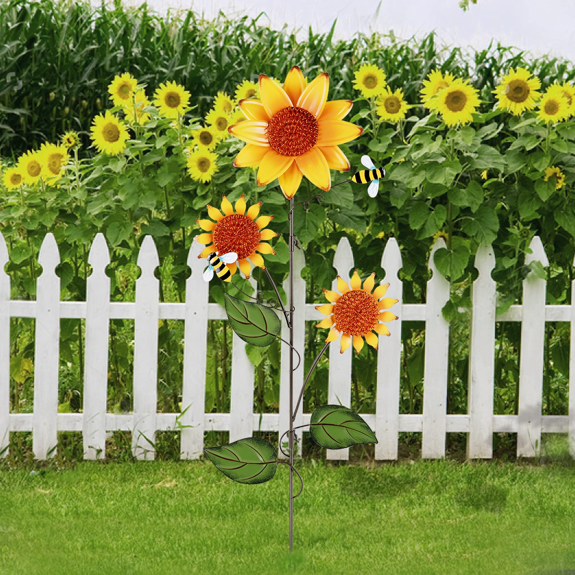 Snapklik.com : Sunflowers Garden Stakes Decor, 35 Inch Outdoor Metal ...