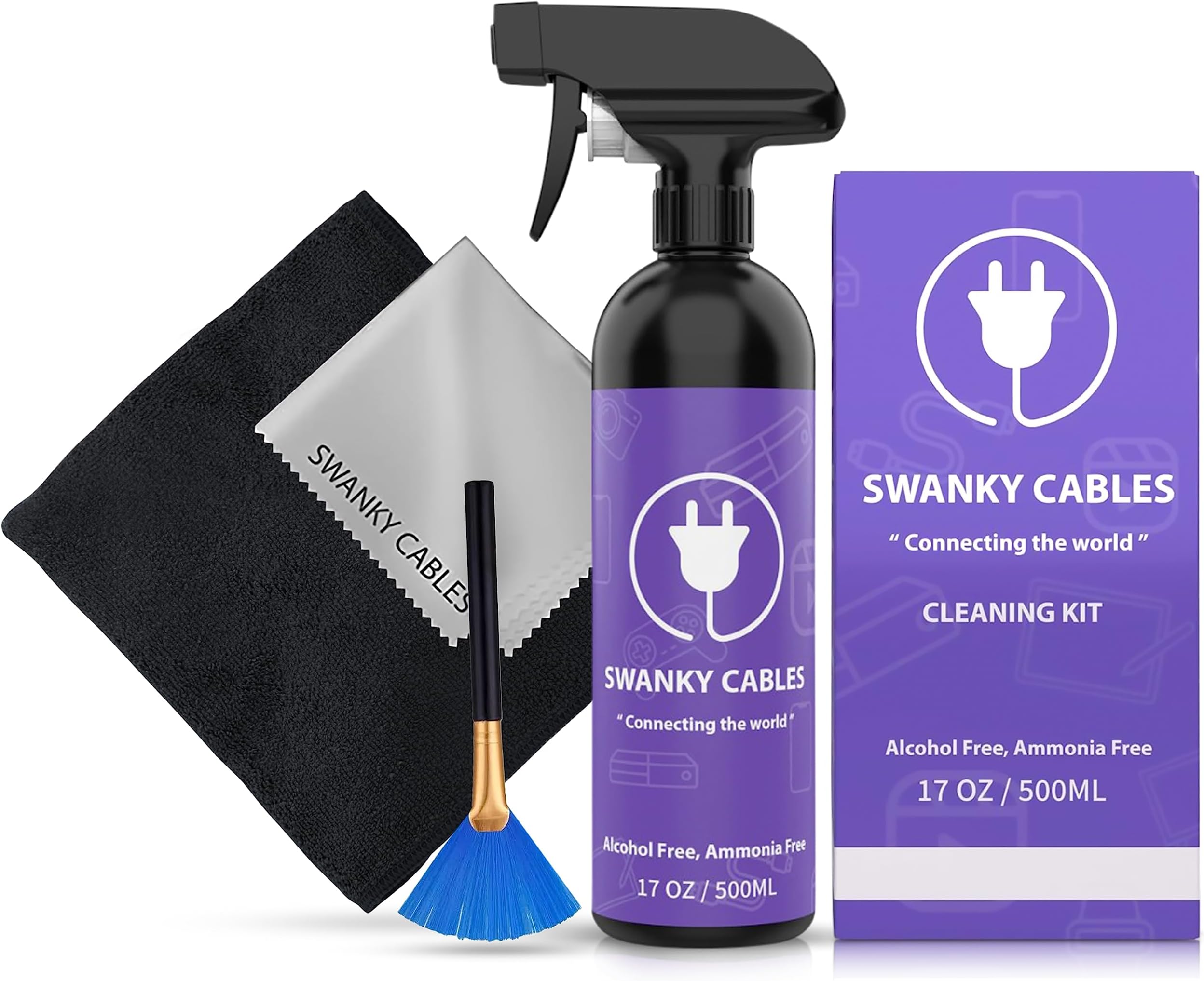 Swanky Computer Screen Cleaner Kit: Electronic Cleaner Spray 17oz + 2 ...