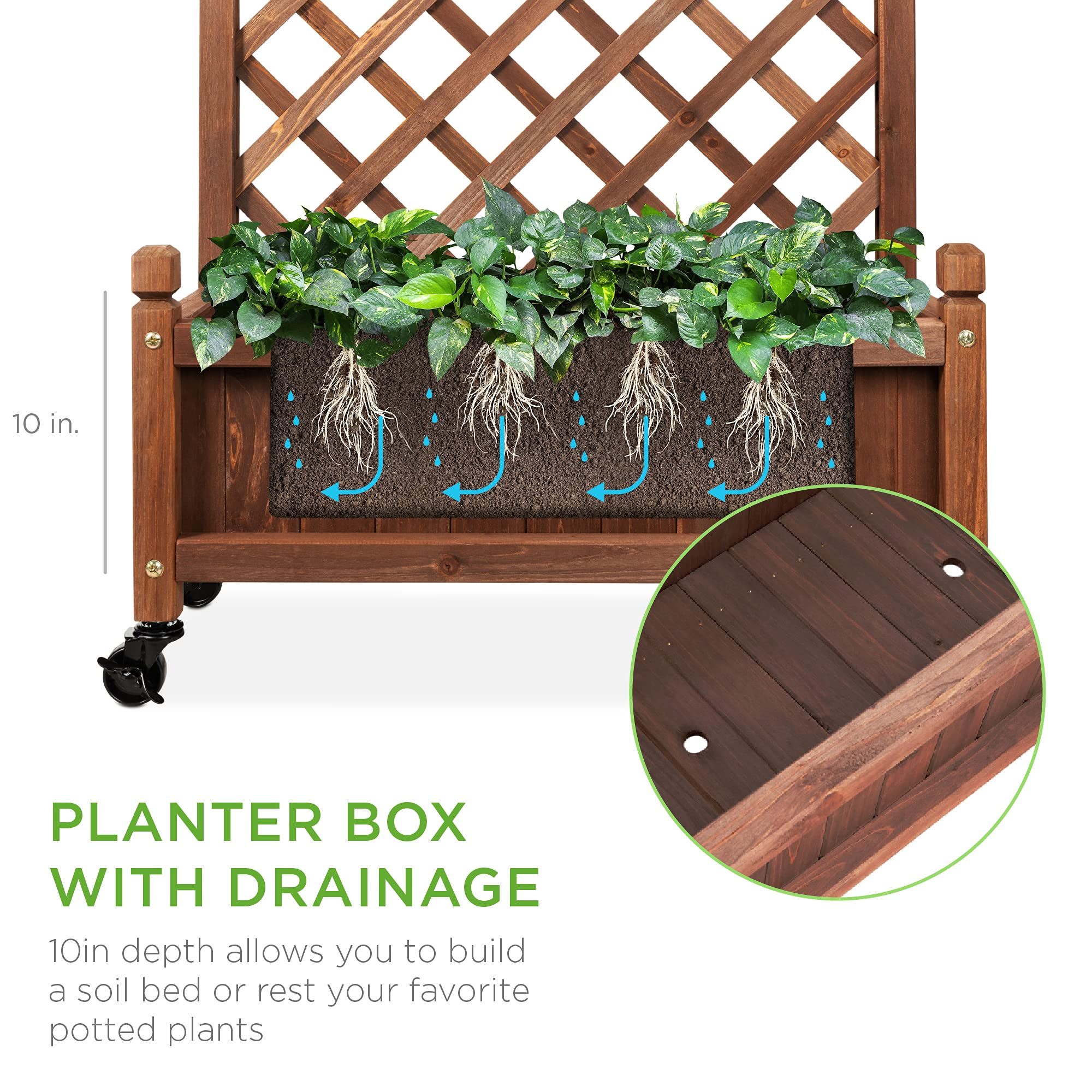 Buy Best Choice Products 48in Wood Planter Box & Diamond Lattice ...