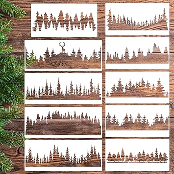 Pine Tree Stencils Tree Stencil Forest Stencil Wood Burning Stencils ...