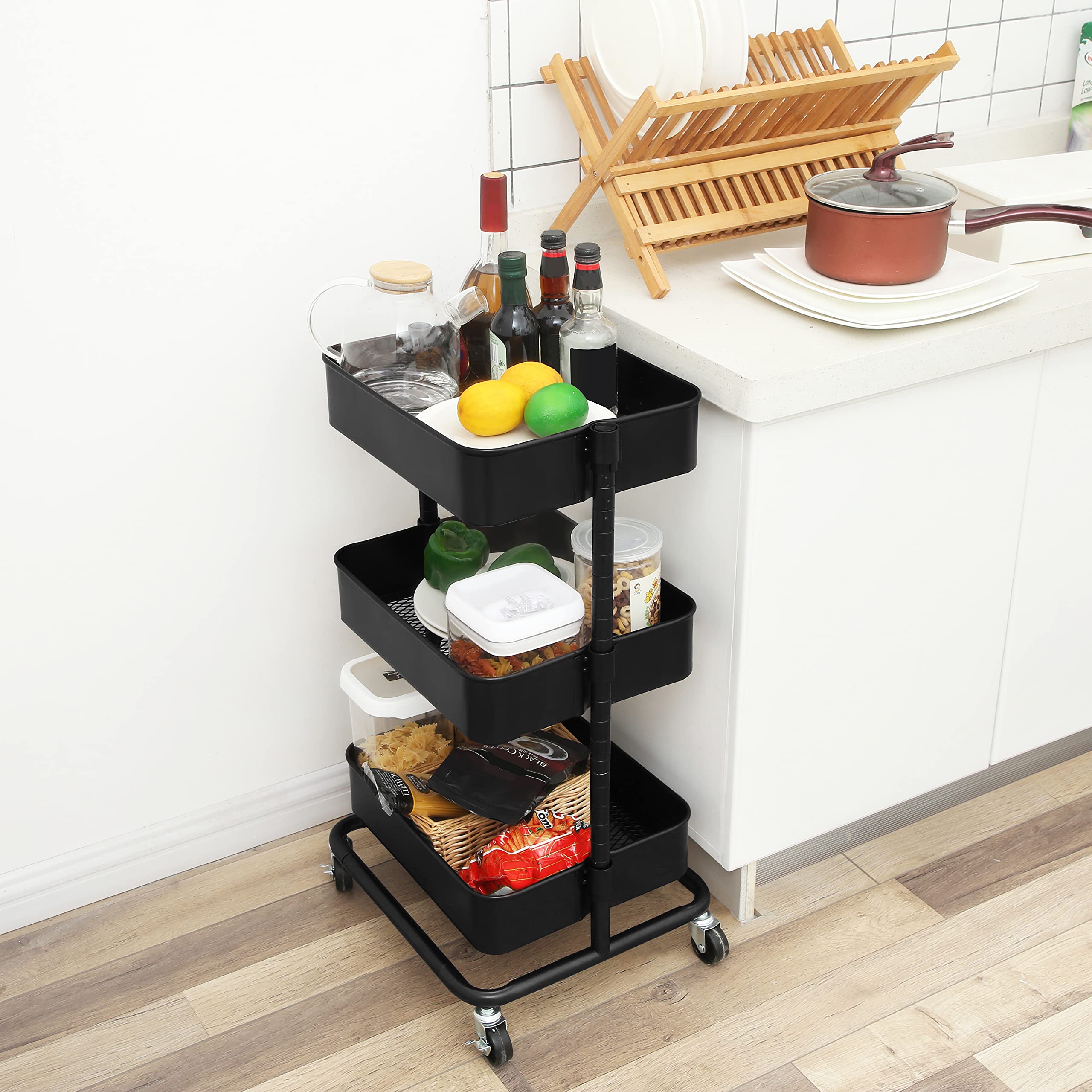 Buy SONGMICS 3-Tier Storage Trolley, Rolling Cart, Kitchen Storage Cart ...