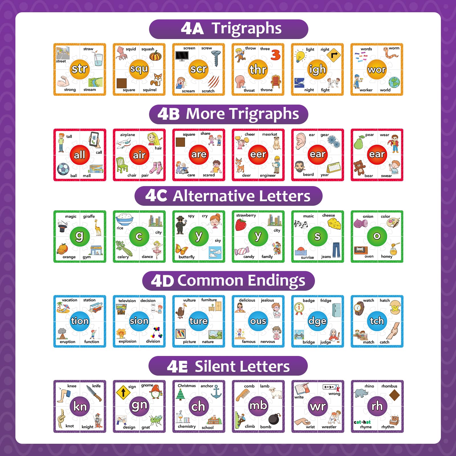 Snapklik.com : Phonics Puzzle, Rhyming Games Phonics Games Flash Cards For Kids Toddler, Learn ...