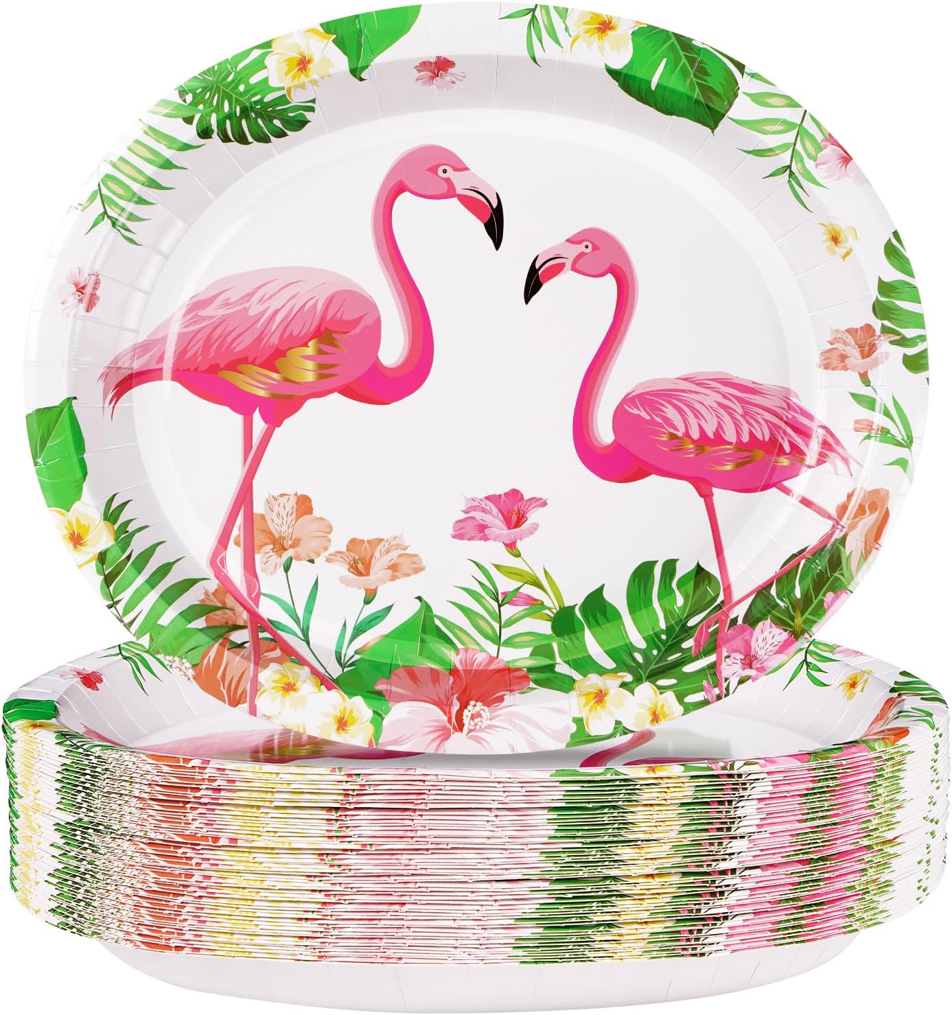 Amazon.com: Motipuns 100 Pcs Hawaiian Turtle Leaf Paper Plates Tropical ...