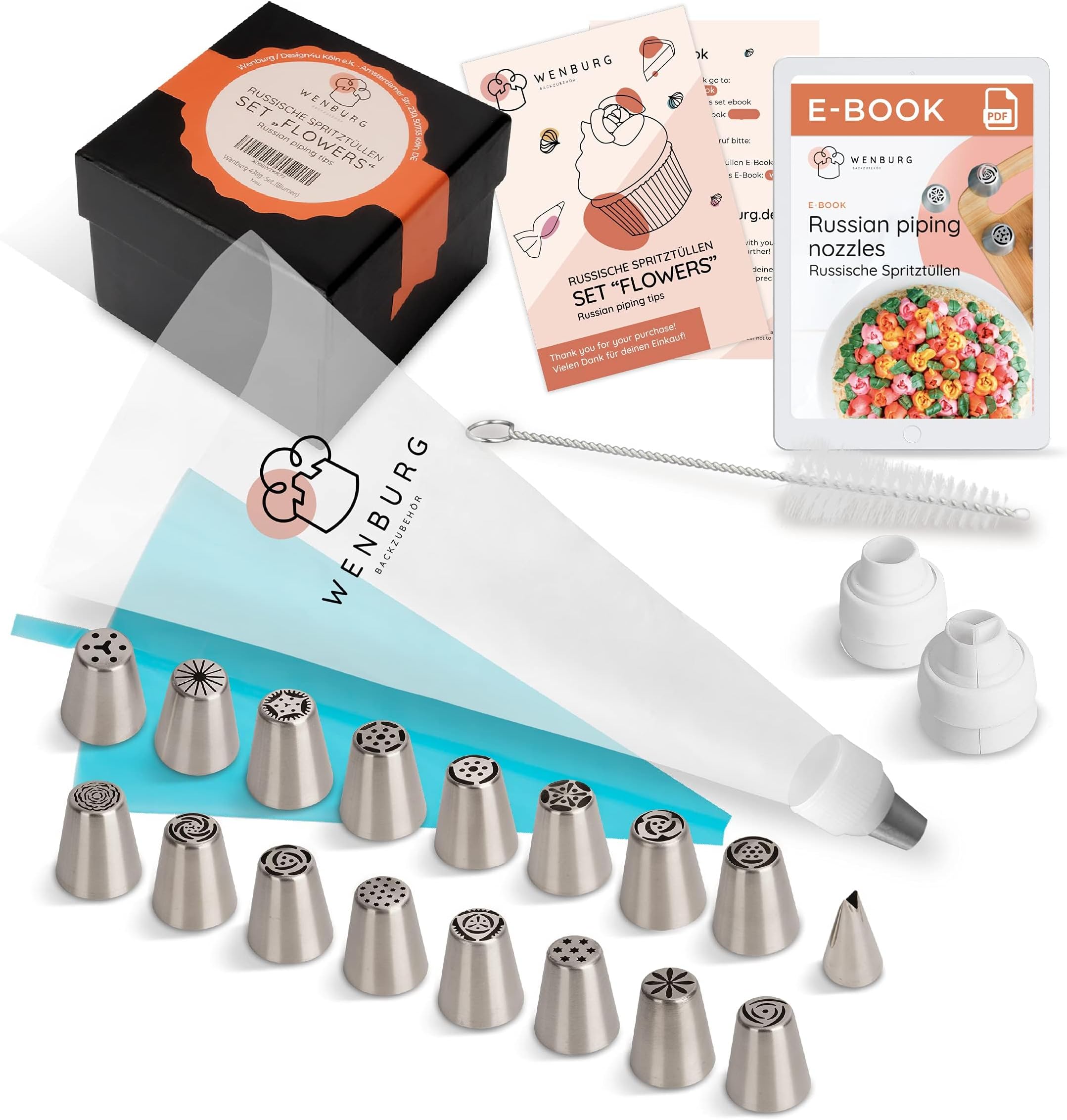 Amazon.com: Wenburg Flower Piping Tips Set with 29 Attachments ...