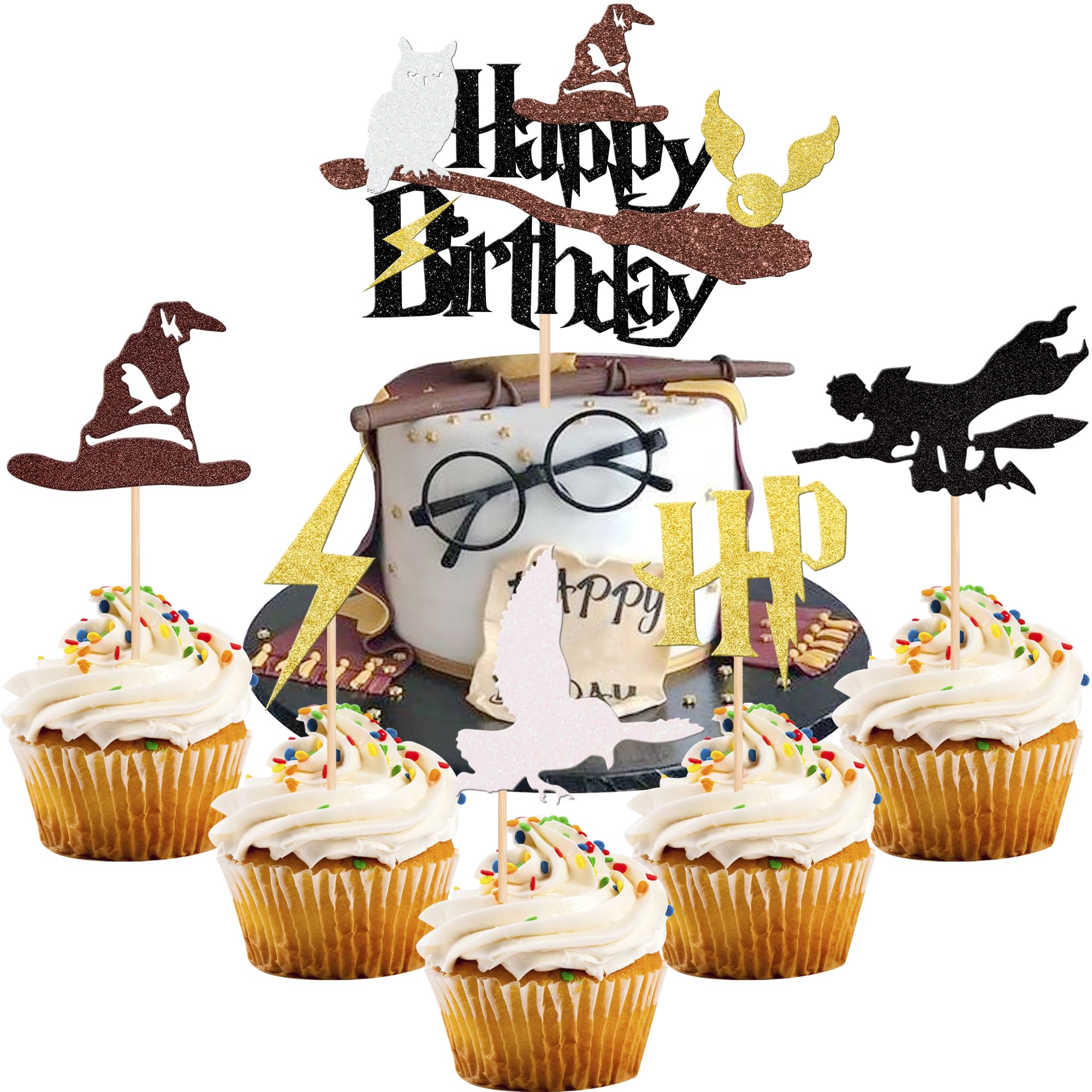 Snapklik.com : 31 PCS Magical Wizard Cupcake Toppers