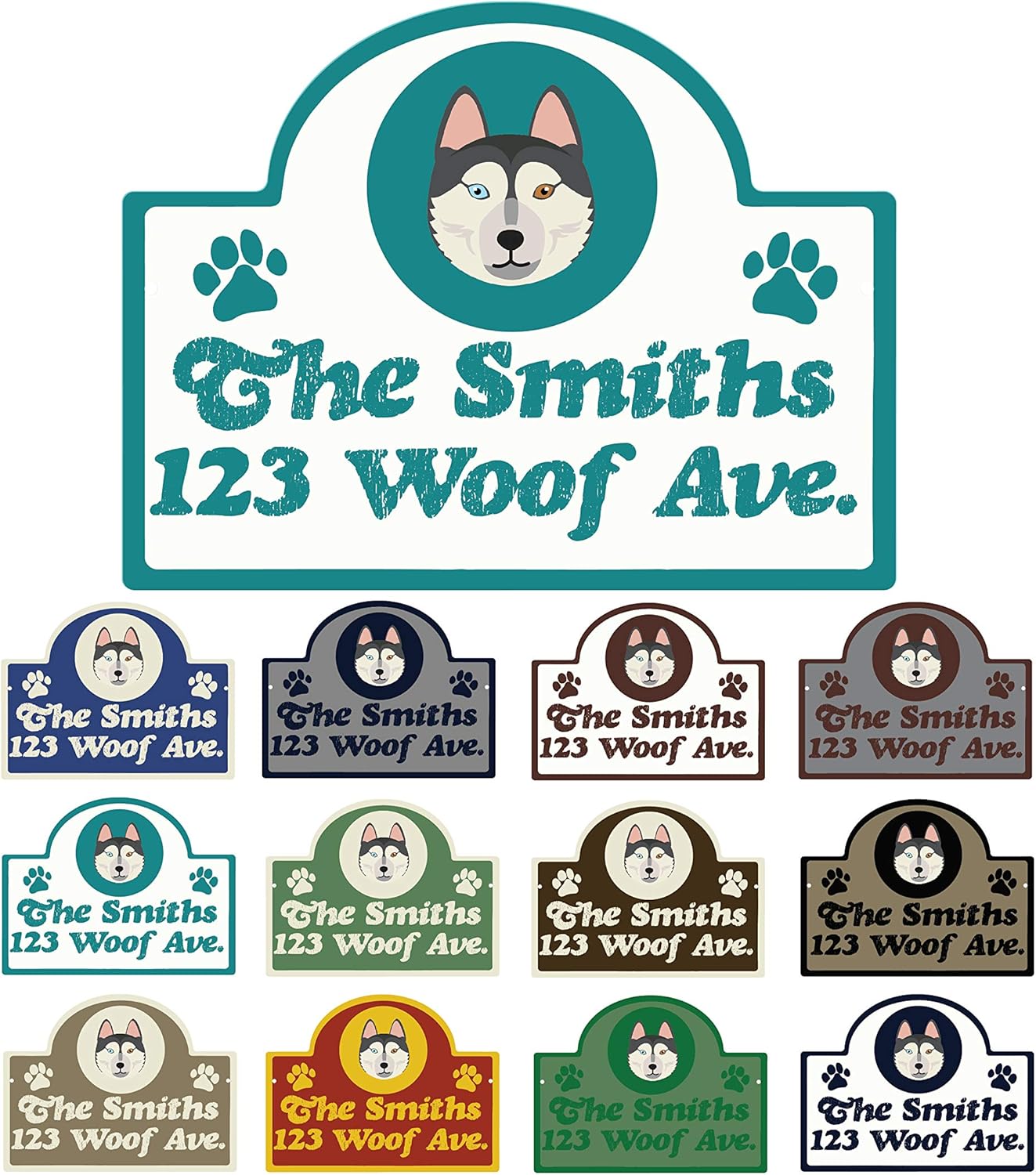 Amazon.com: Custom Aluminum Wall Mounted Dog Breed Address Sign 11.5" x ...