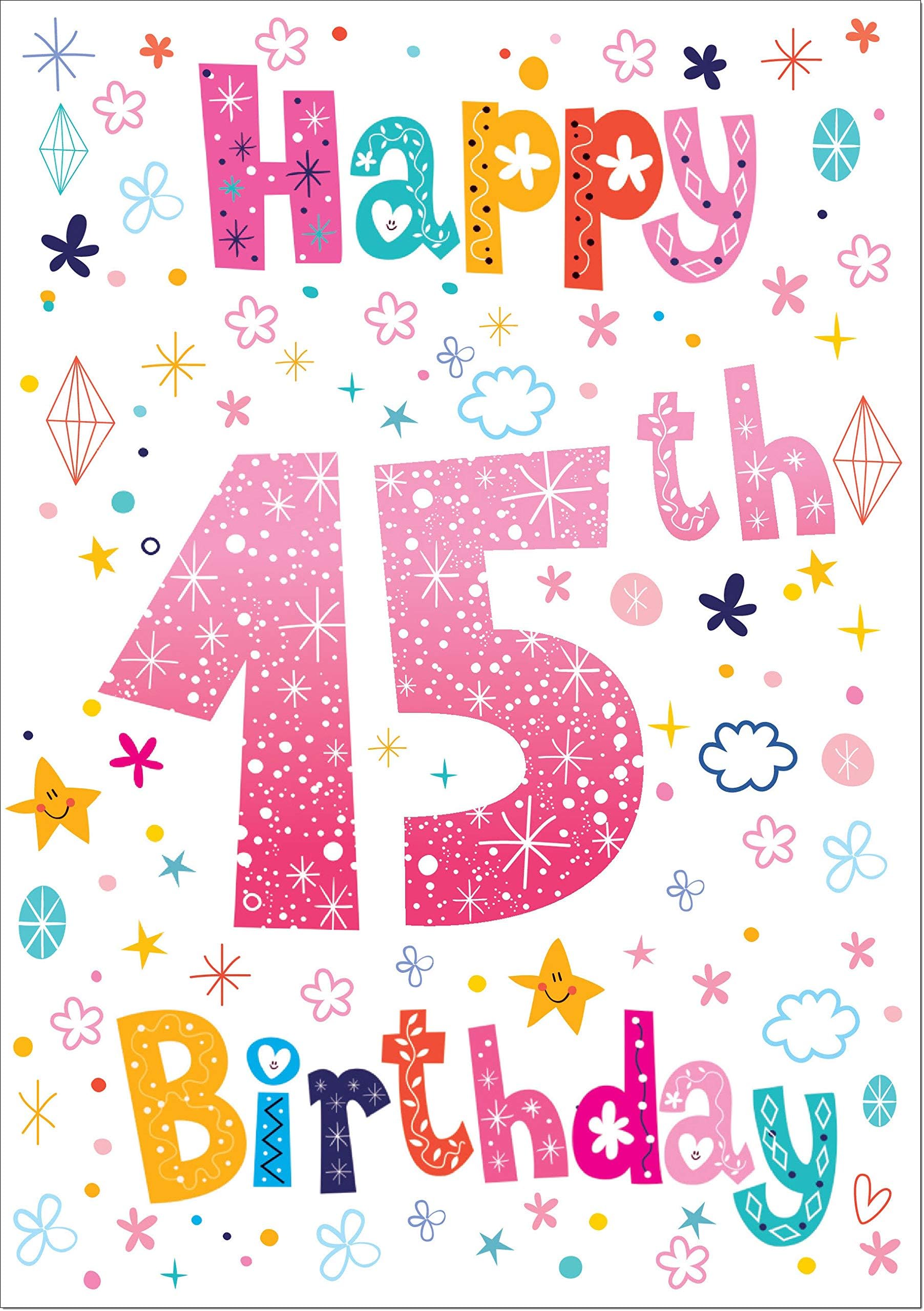 Claire Giles Ages Age 15 Girl Birthday Card, AGE15G,pink|peach|red ...