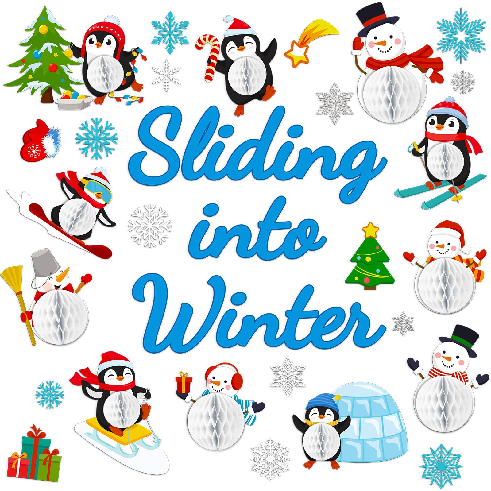 Amazon.com : Winter Honeycomb Balls Bulletin Board Set Decorations ...