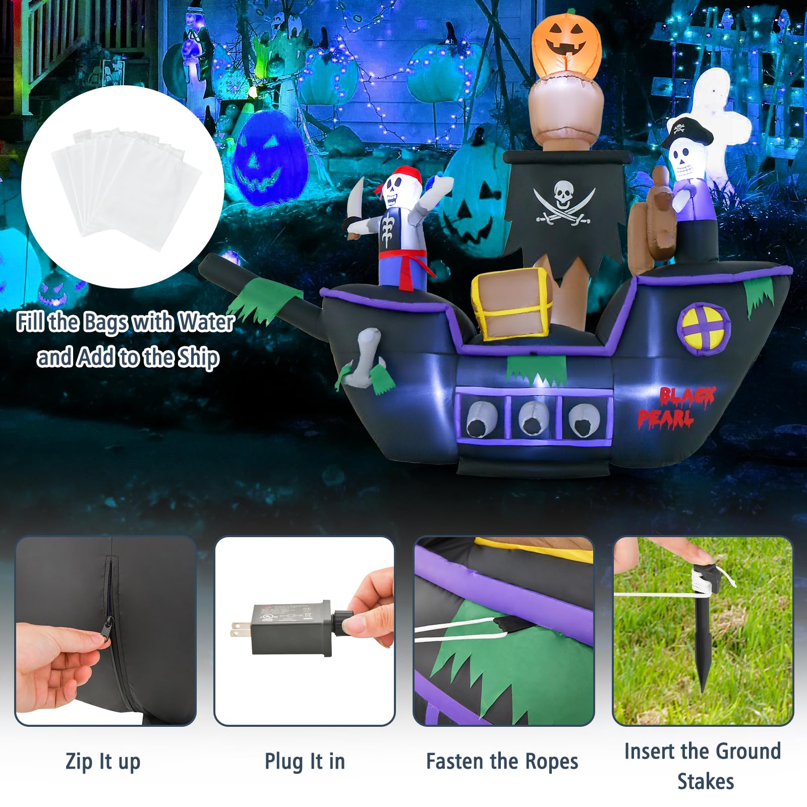 Snapklik.com : Tangkula 7 FT Halloween Inflatable Skeletons Ghosts On ...