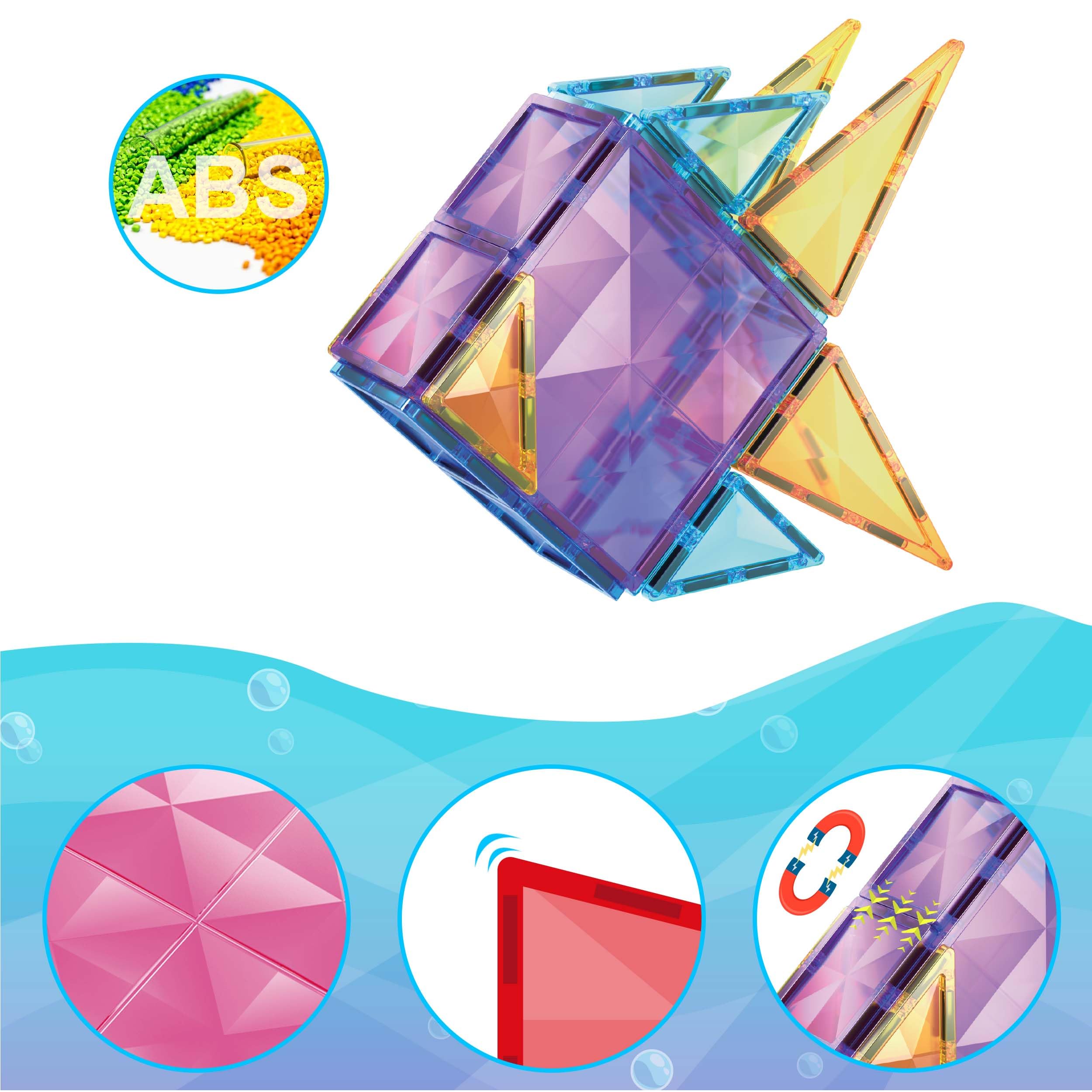 Snapklik.com : 80 Pieces Magnetic Building Tiles Magnet Toys Diamond ...