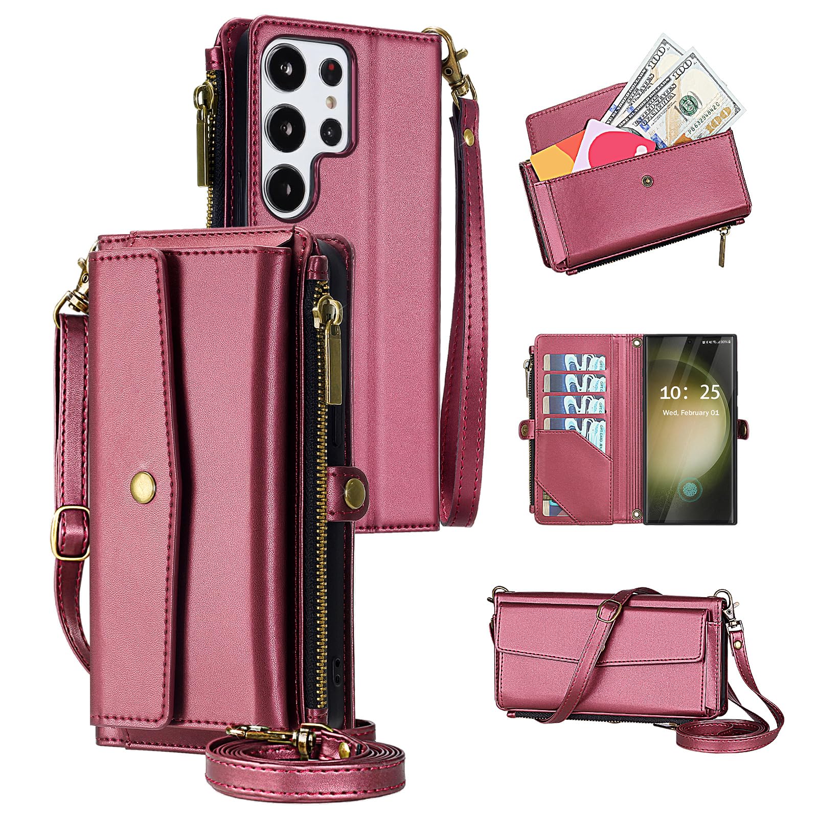 Amazon.com: Misscase for Samsung Galaxy S24 Ultra Wallet Case【RFID Blocking】,Crossbody Case ...