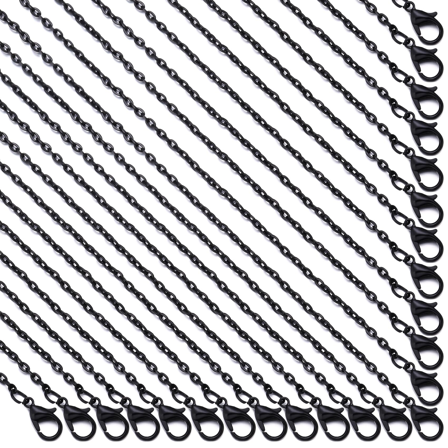 Amazon.com: Forise 24 Pack Necklace Chains Bulk 2mm Black Alloy Cable ...